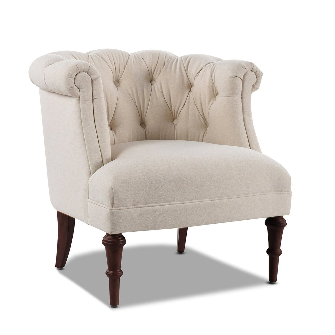 Comforts Upholstered Accent Chair with Recessed Arms and Barrel Design ...