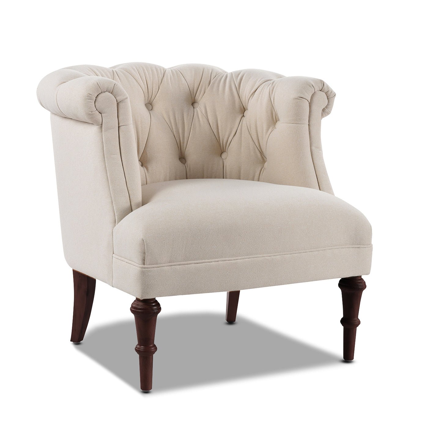 Comforts Upholstered Accent Chair with Recessed Arms and Barrel Design ...