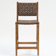 24" Counter Stool with Leather Woven and Wood Frame, Set of 2 - Pier 1