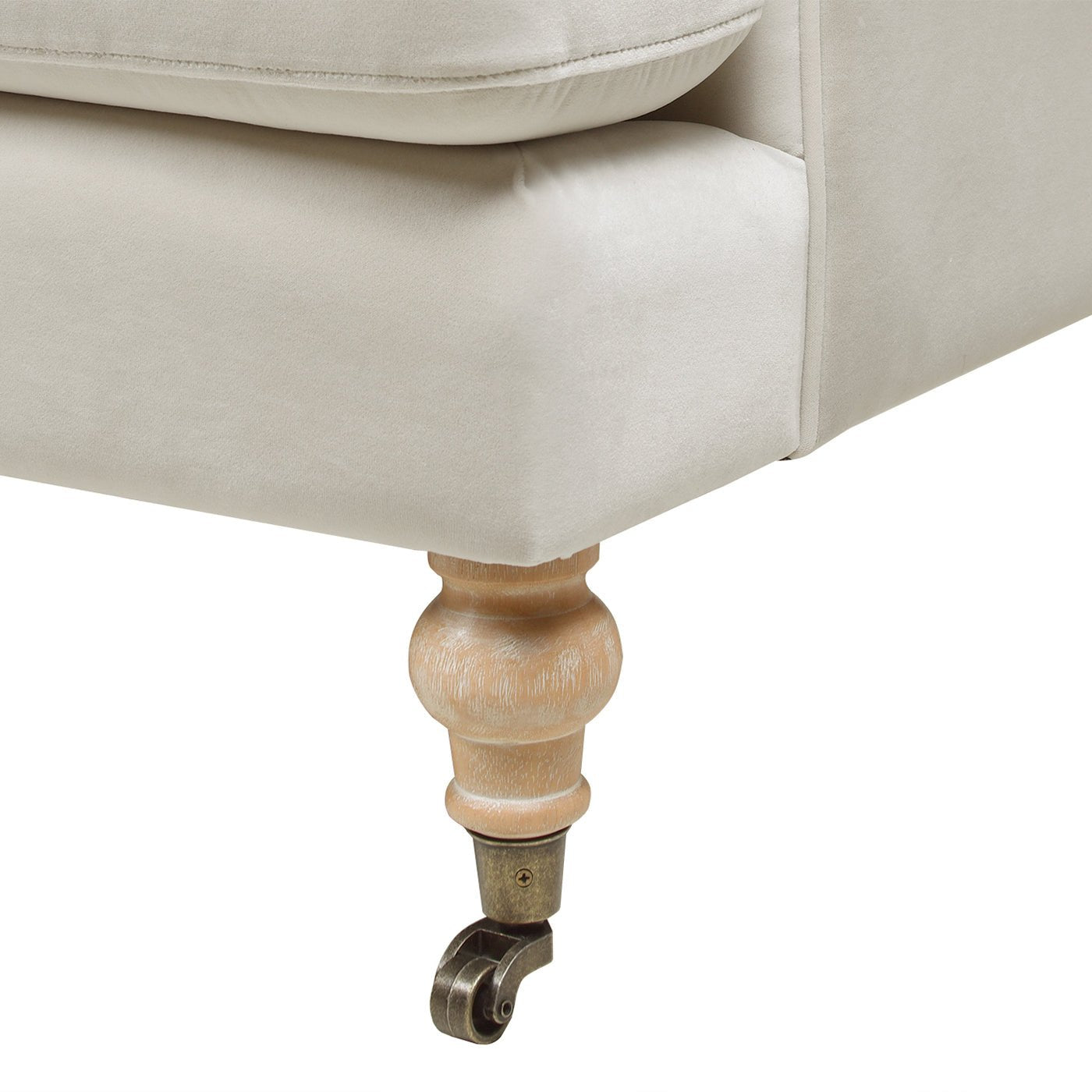Creations Upholstered Sofa with Metal Casters and 2 Cushions Tightback ...