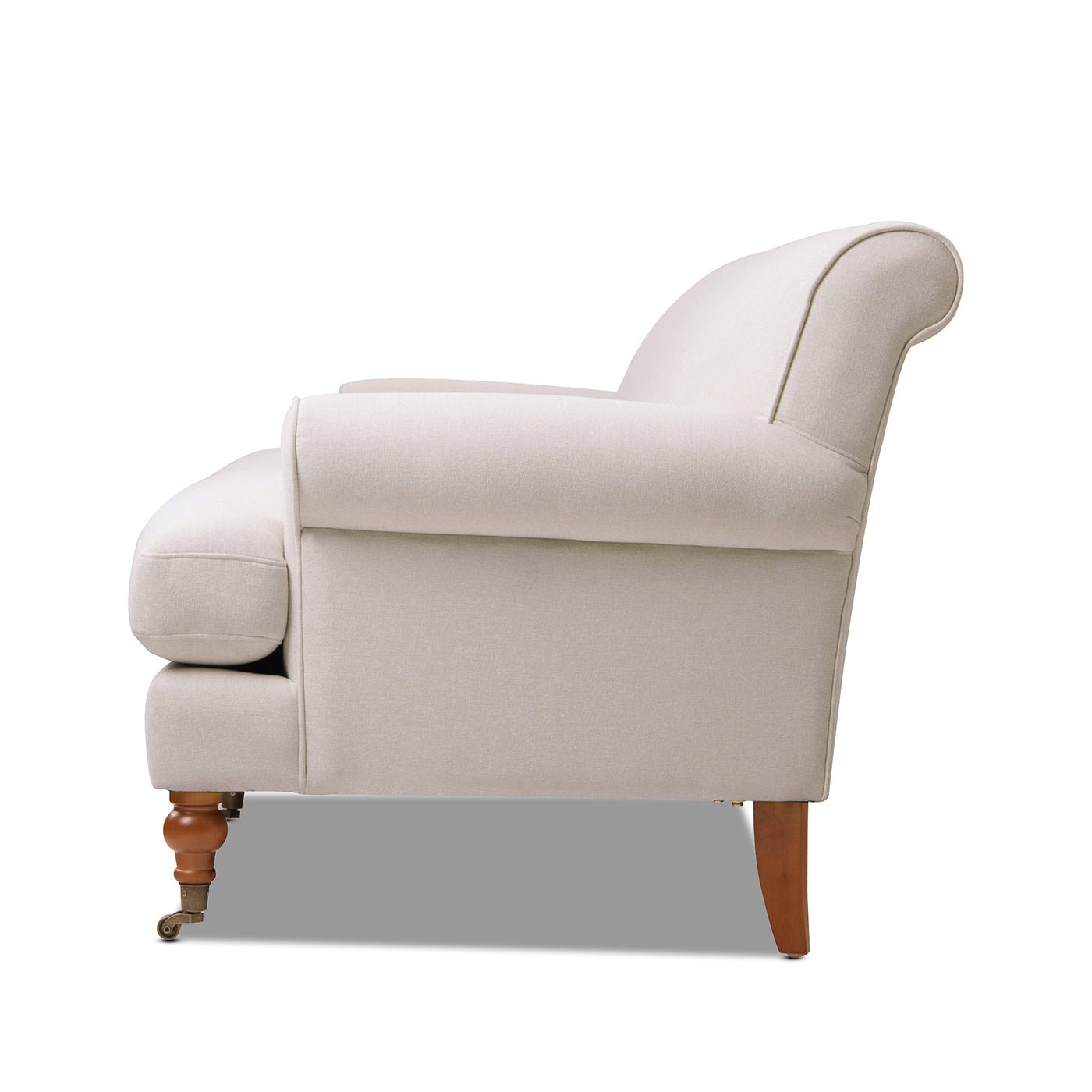 Creations Upholstered Sofa with Metal Casters and 3 Cushions Tightback ...