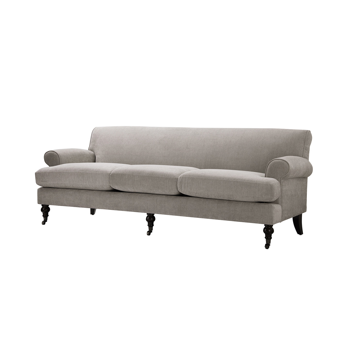 Creations Upholstered Sofa with Metal Casters and 3 Cushions Tightback ...
