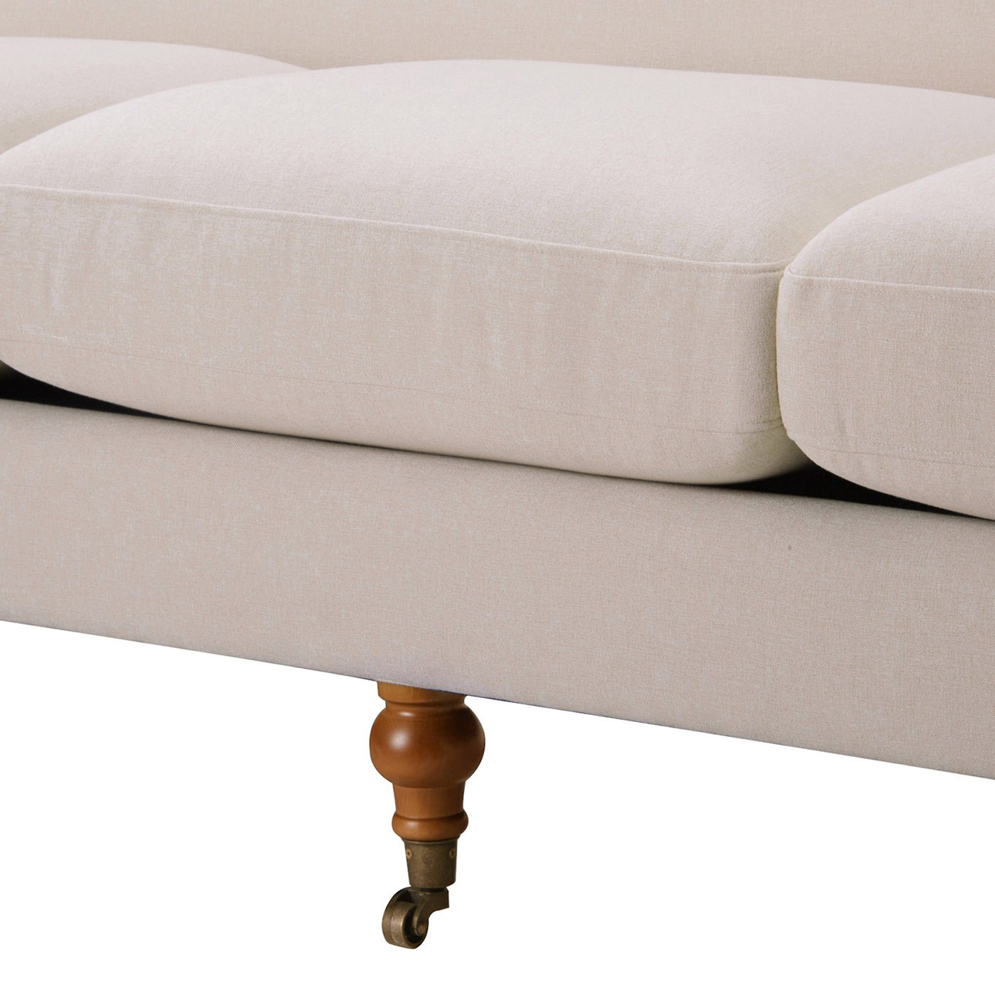 Creations Upholstered Sofa with Metal Casters and 3 Cushions Tightback ...