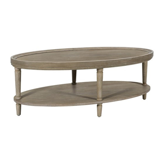 Oval Coffee Table with Open Shelf and Turned Legs - Pier 1