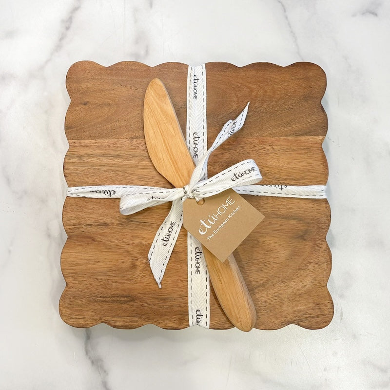 Small Square Scalloped Cutting Board with Spreader – Pier 1