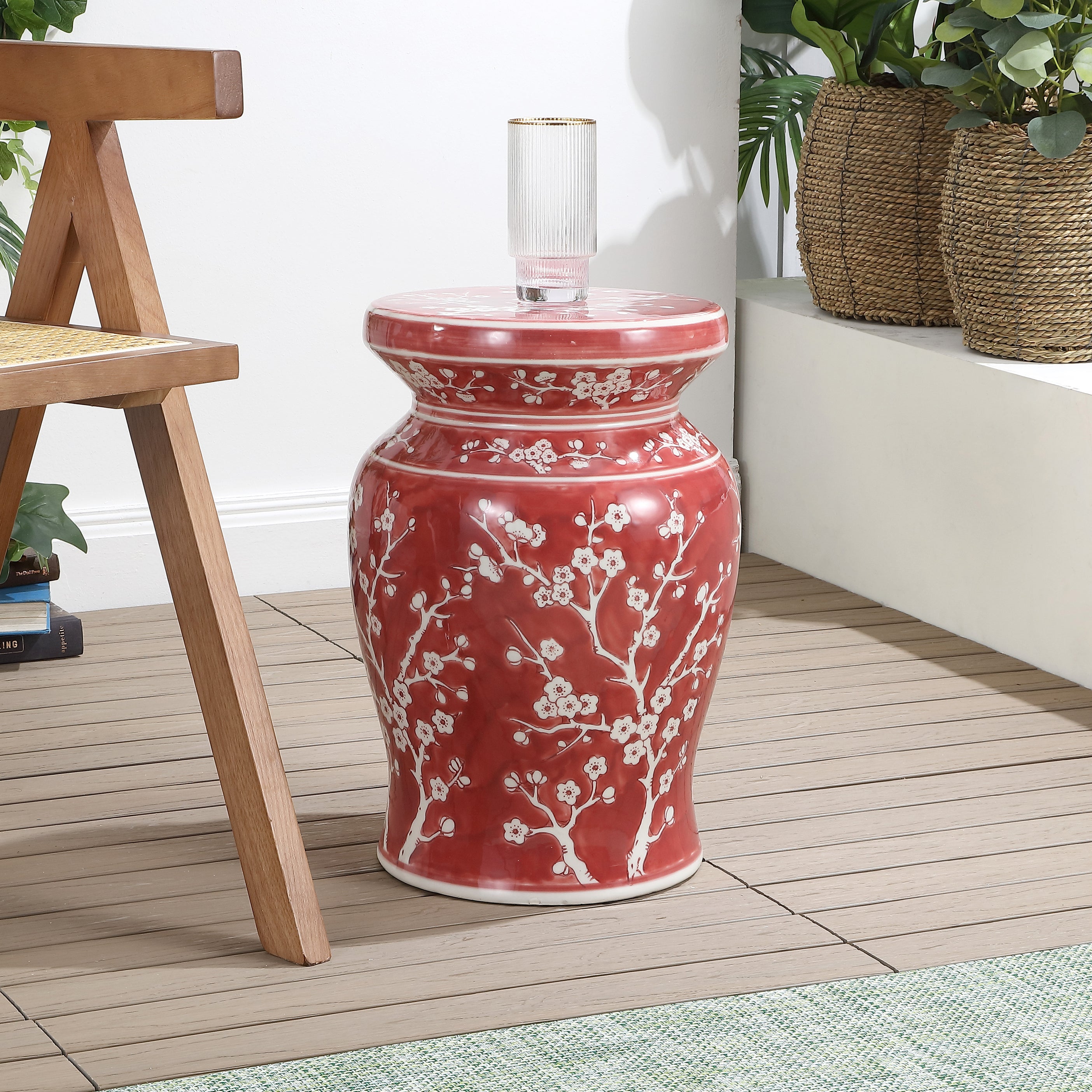 Cherry Blossom 17.75" Ceramic Garden Stool - Pier 1