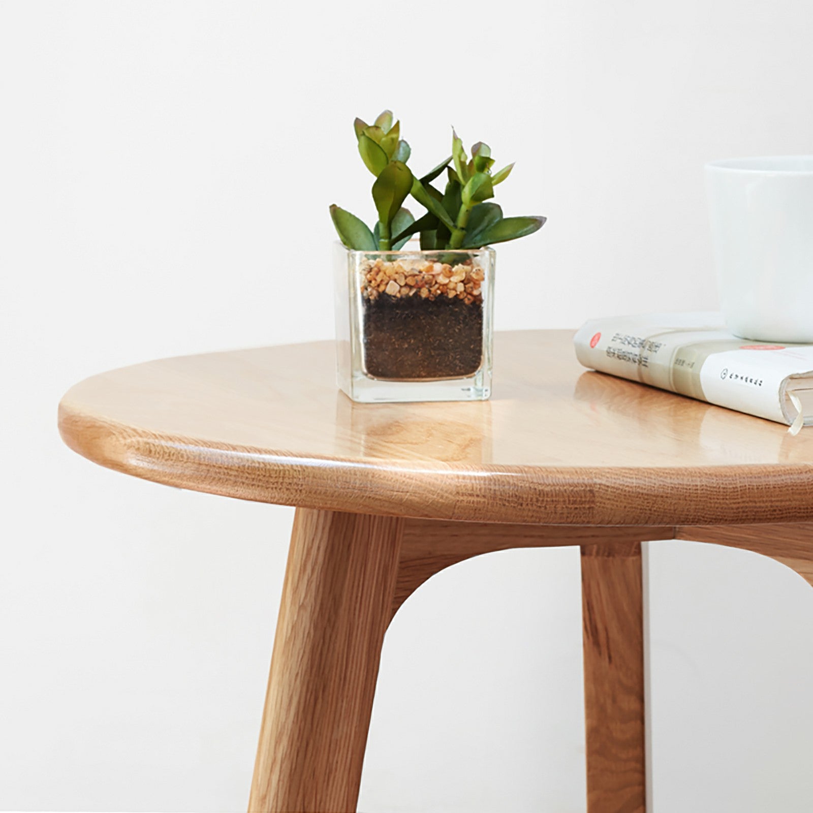 Round Side Table with Solid Oak Wood Frame - Pier 1