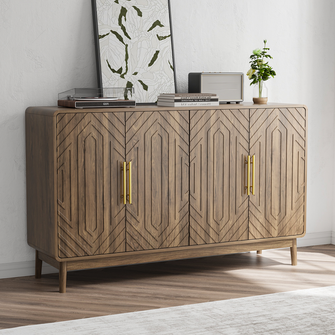 Wood Sideboard with 4 Doors and Metal Handle - Pier 1