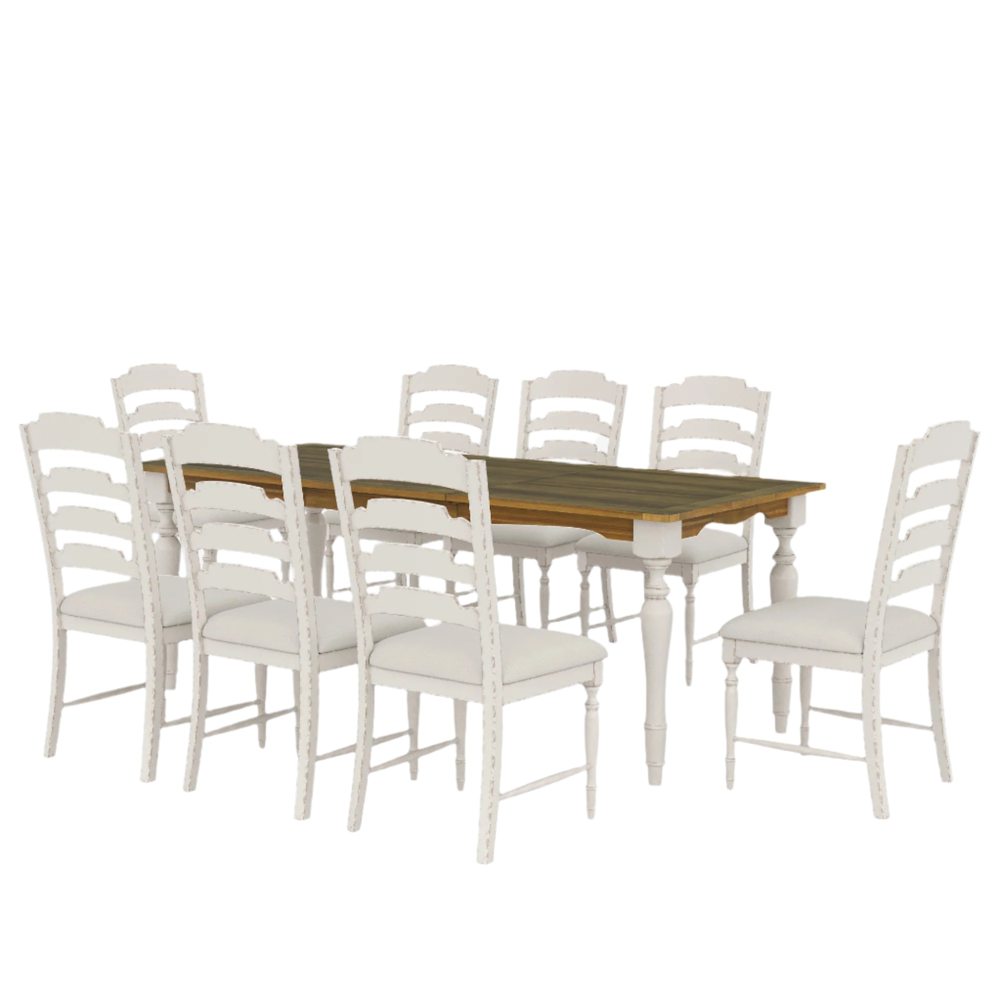 Foreverx 9-Piece Dining Set with Removable Leaf Table and 8 Upholstered ...