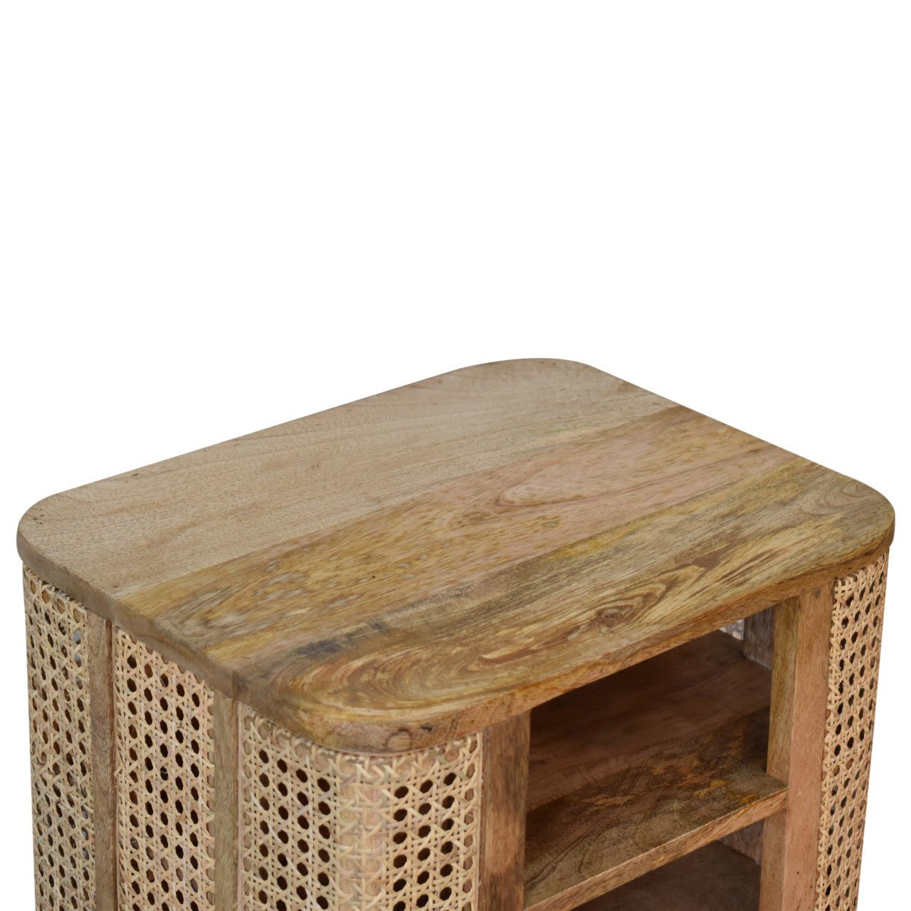 Decipher Wood and Rattan Bedside with 2 Open Shelves - Pier 1