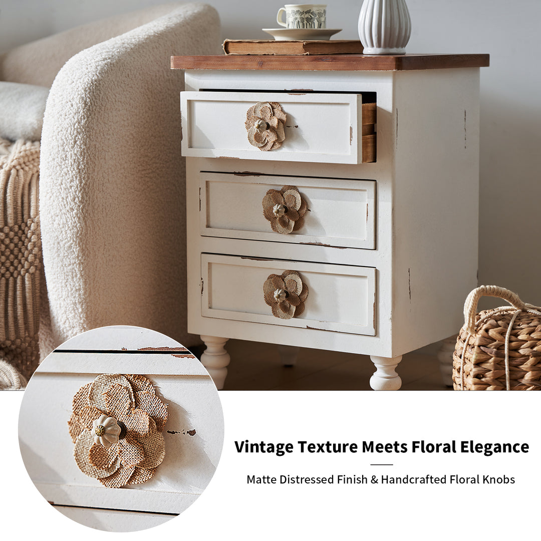 Vintage Farmhouse End Table with Floral Knobs – Pier 1