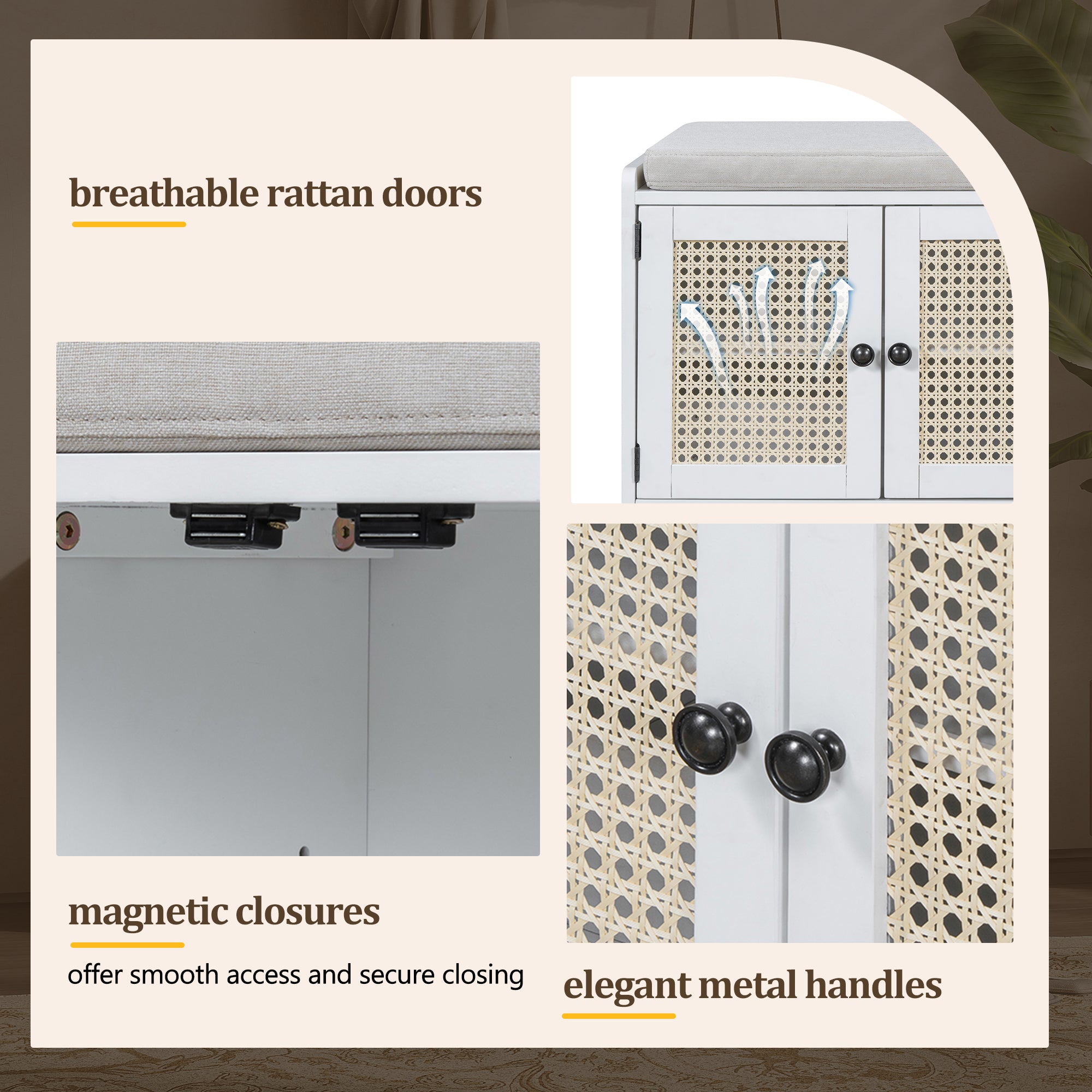 Storage Bench with Rattan Doors – Pier 1