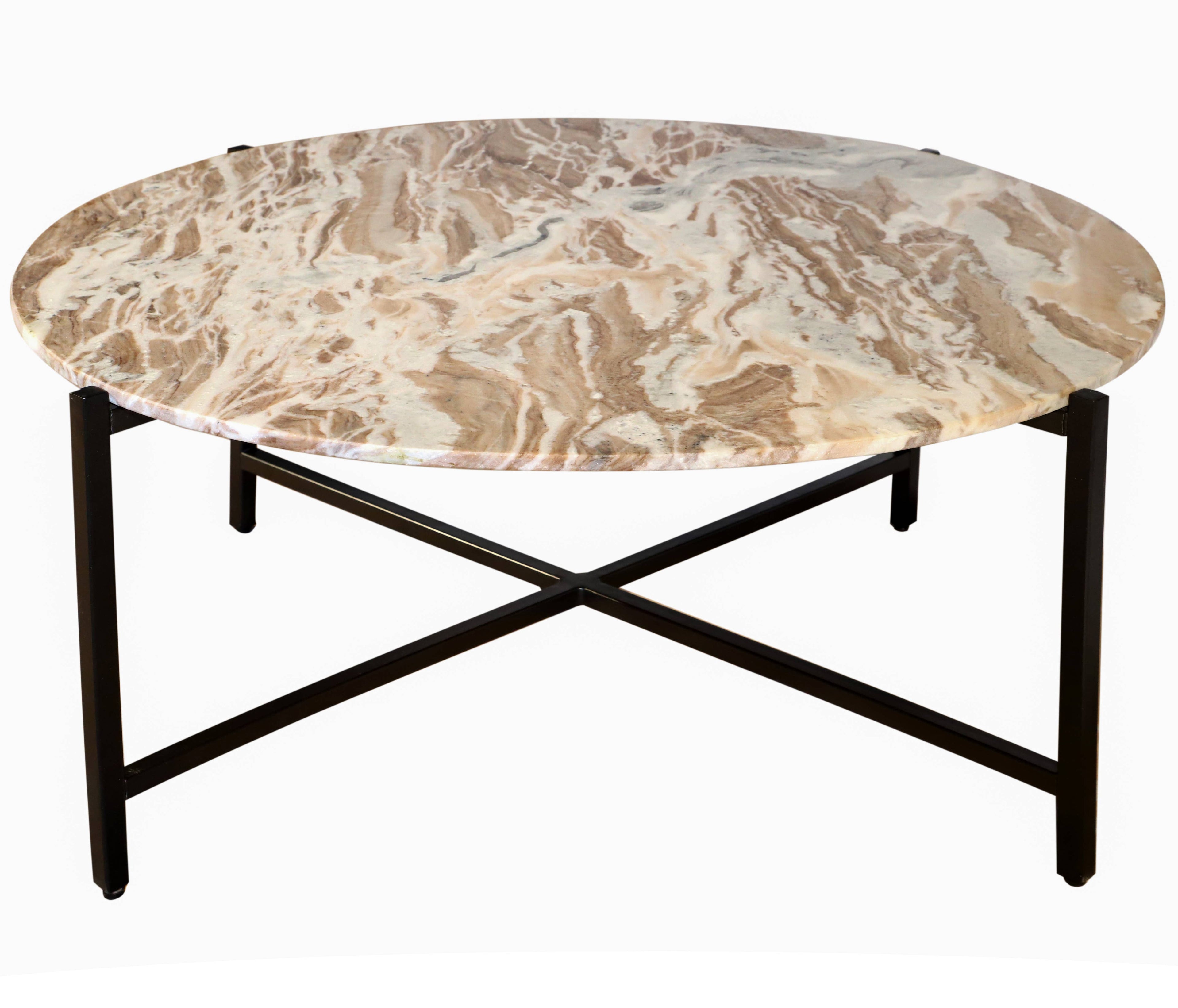 Brown Marble Coffee Table with Metallic Grey Metal Frame - Pier 1
