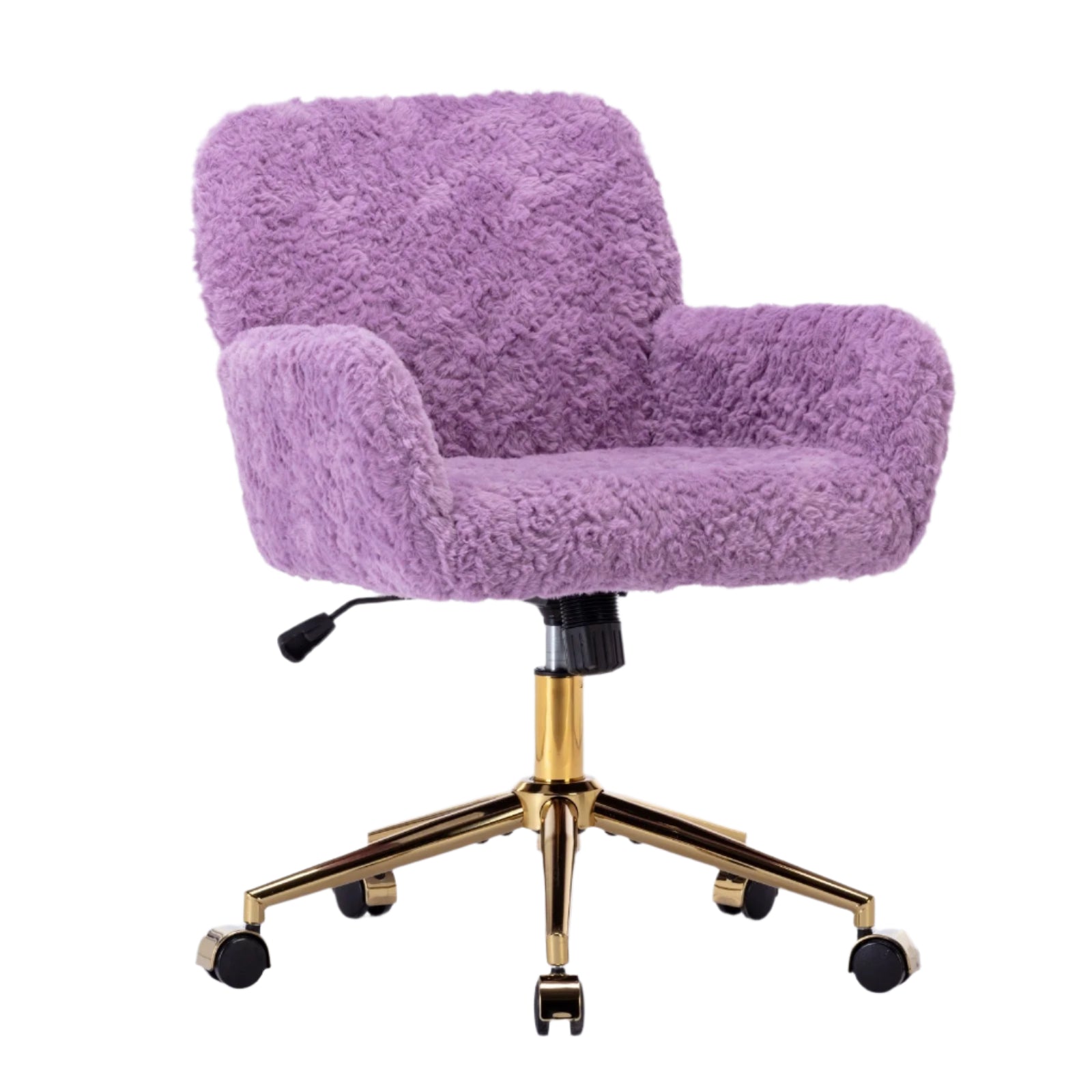 Faux Rabbit Hair Office Chair with Golden Metal Base, Adjustable Swive ...