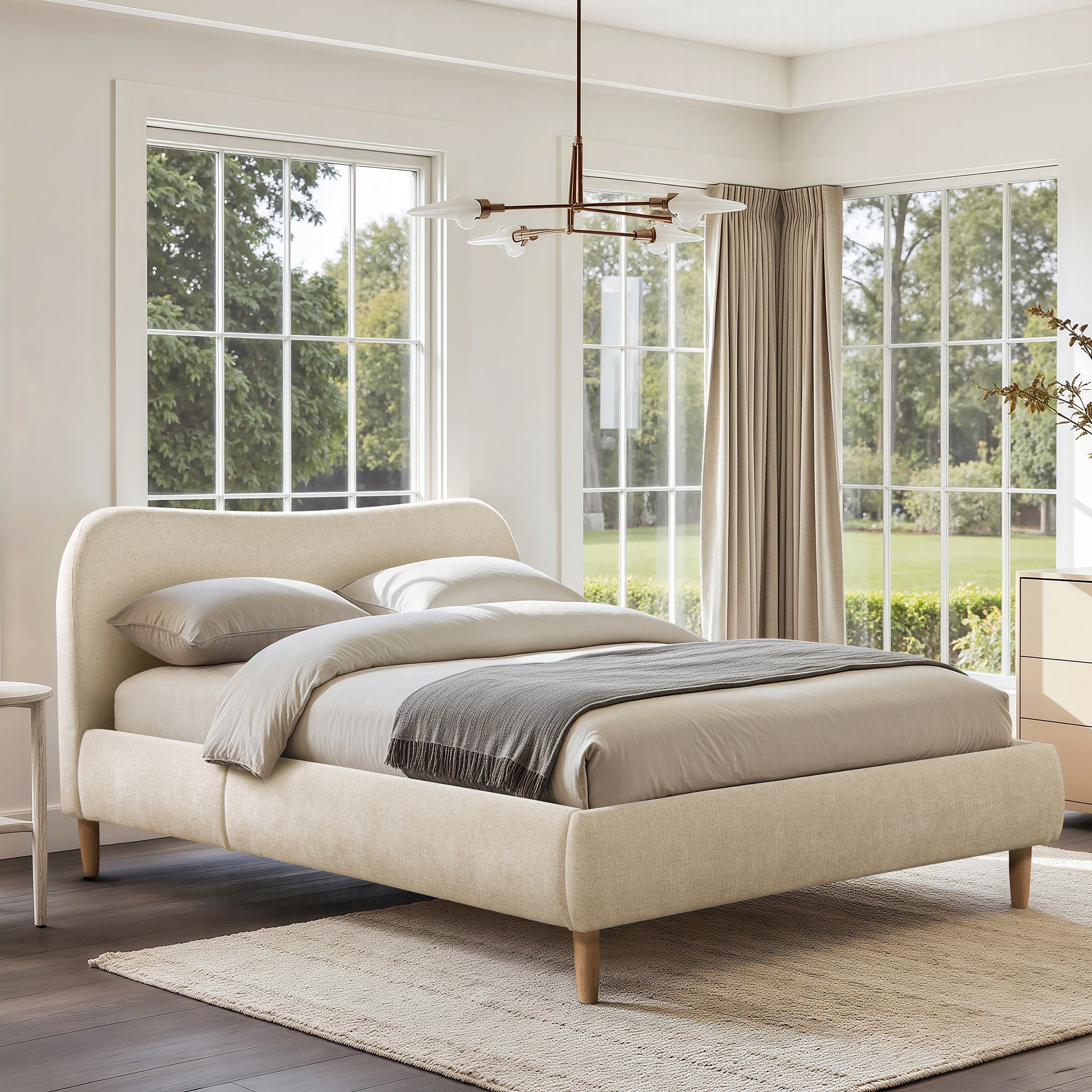Roman Curved Headboard Upholstered Platform Bed – Pier 1