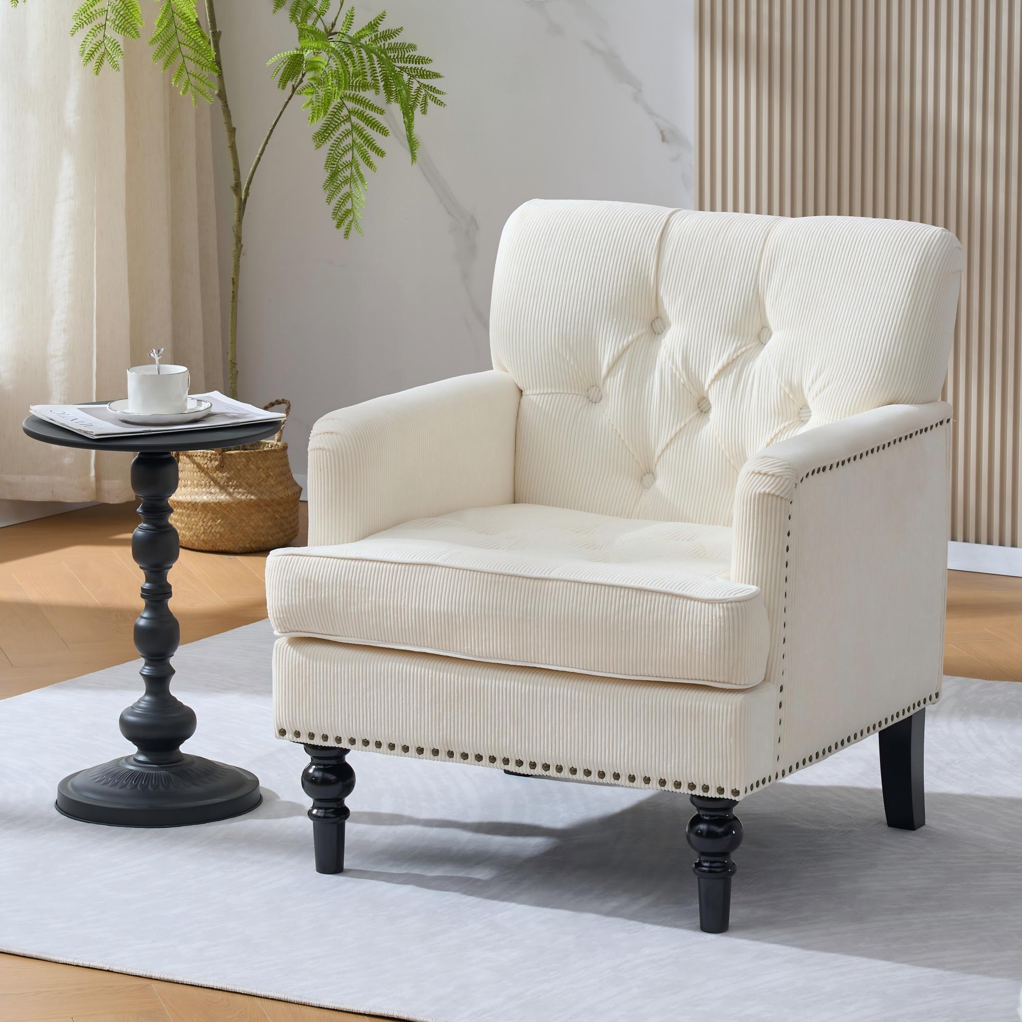 Upholstered Button-Tufted Club Accent Chair – Pier 1