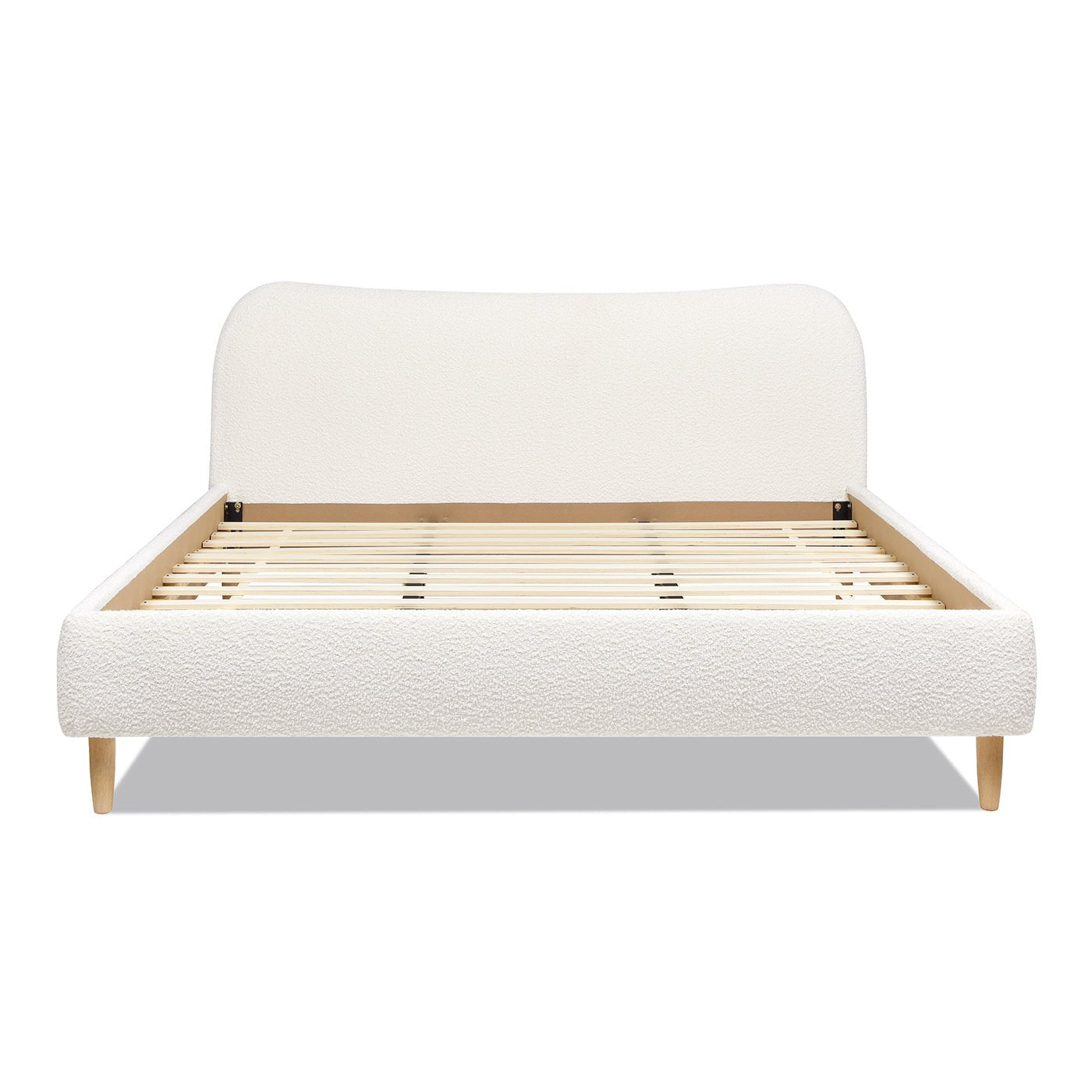 Enchantr Upholstered Platform Bed with Curved Headboard and Wood Frame ...