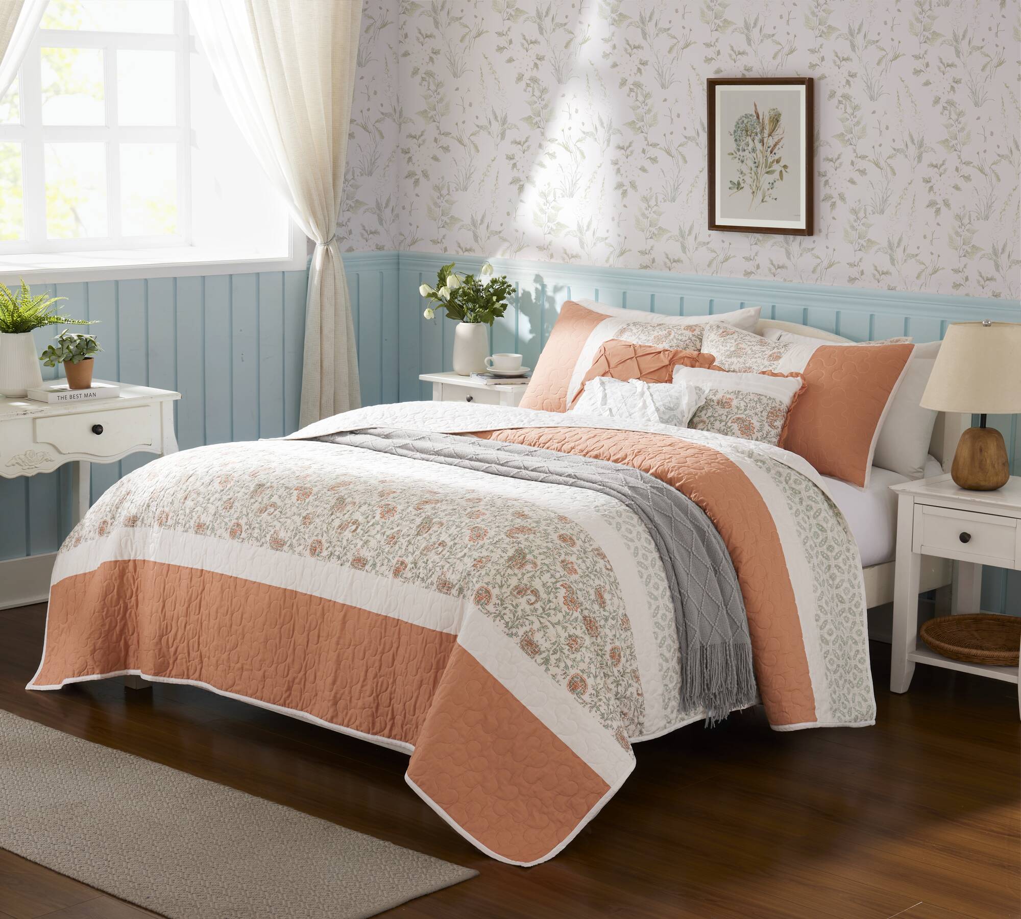 Dawn 6-Piece Cotton Percale Quilt Set with Throw Pillows – Pier 1
