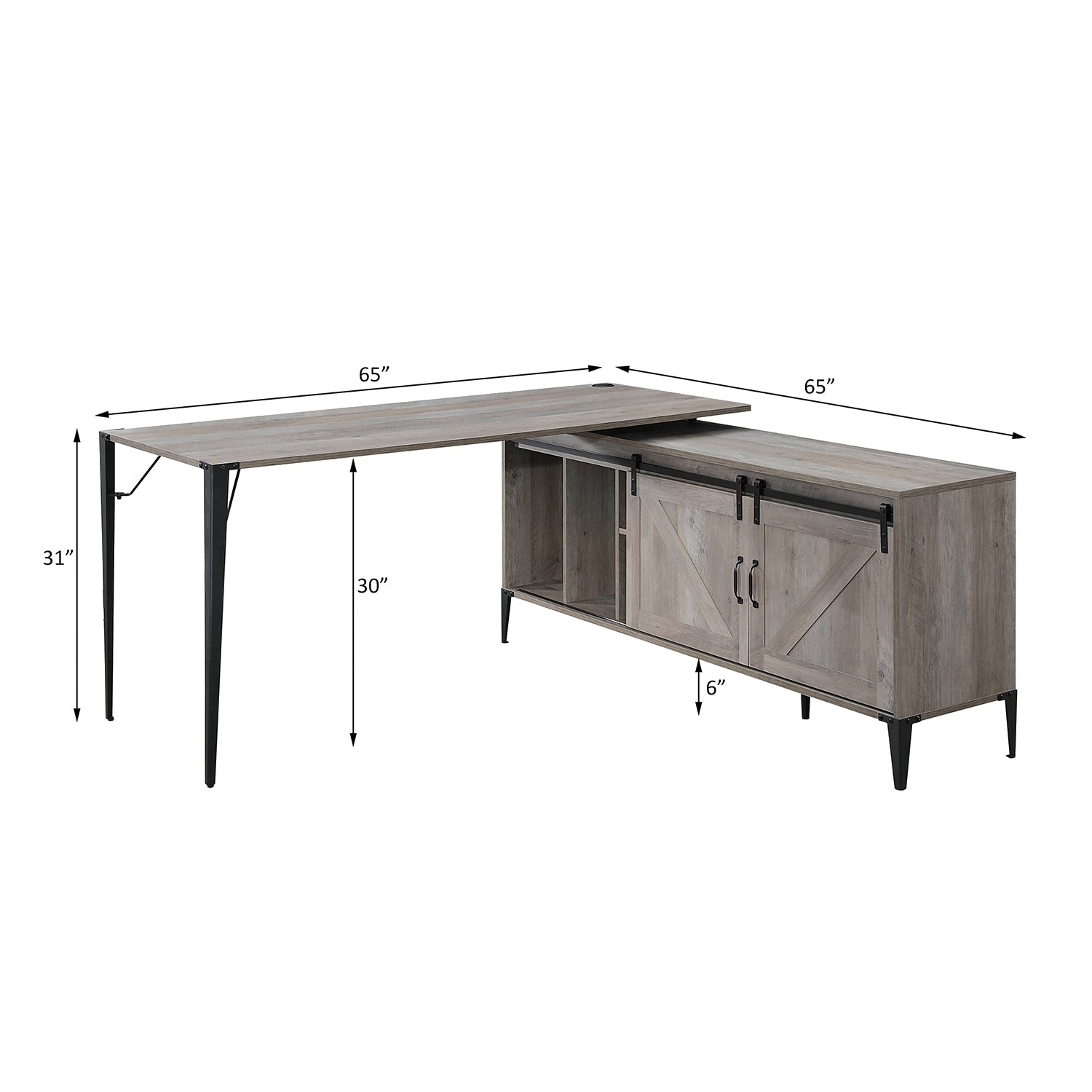 L-Shape Writing Desk with Cabinet – Pier 1