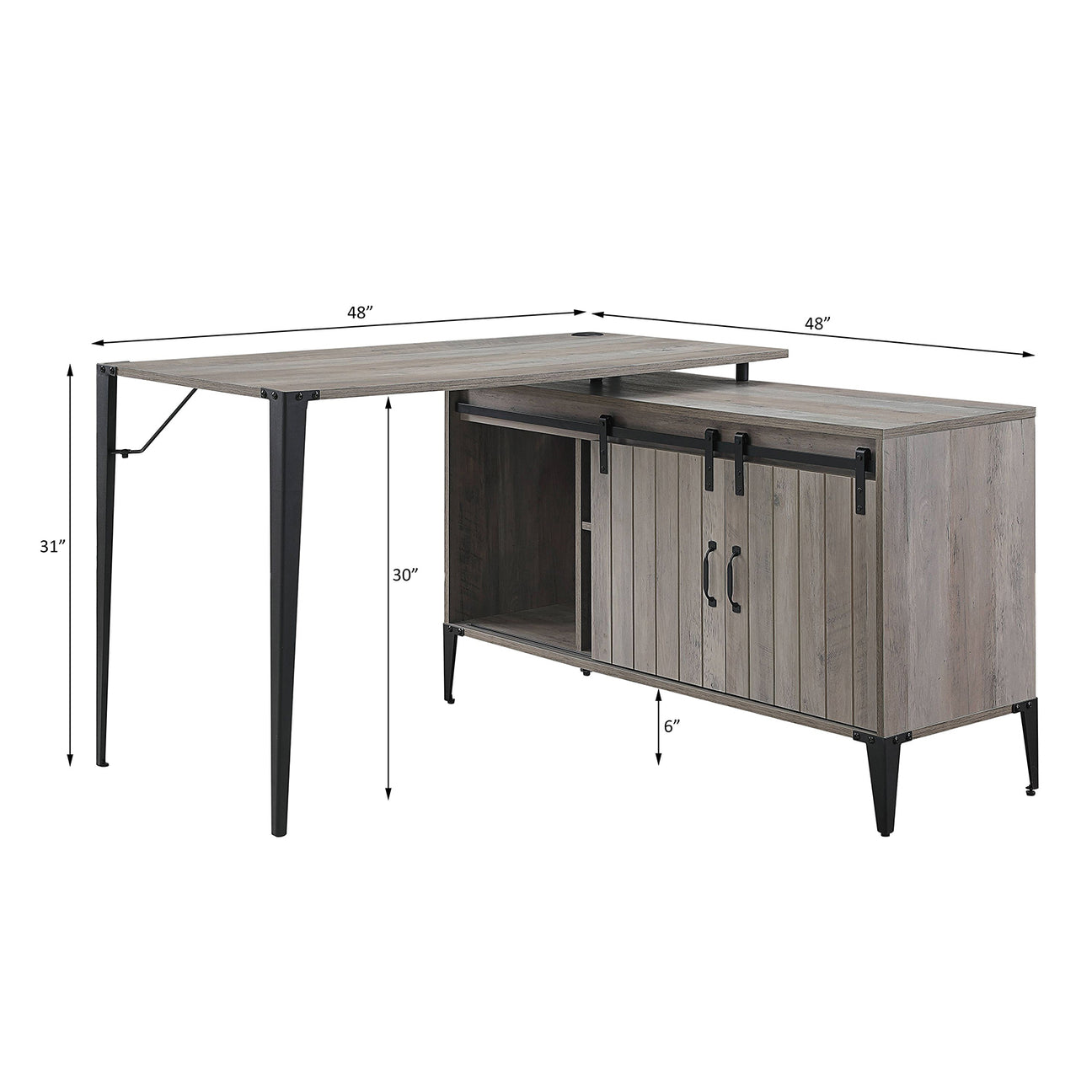 L-Shape Writing Desk with Side Cabinet – Pier 1