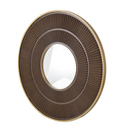 Round Wall Mirror with Pleated Design and Iron Frame - Pier 1