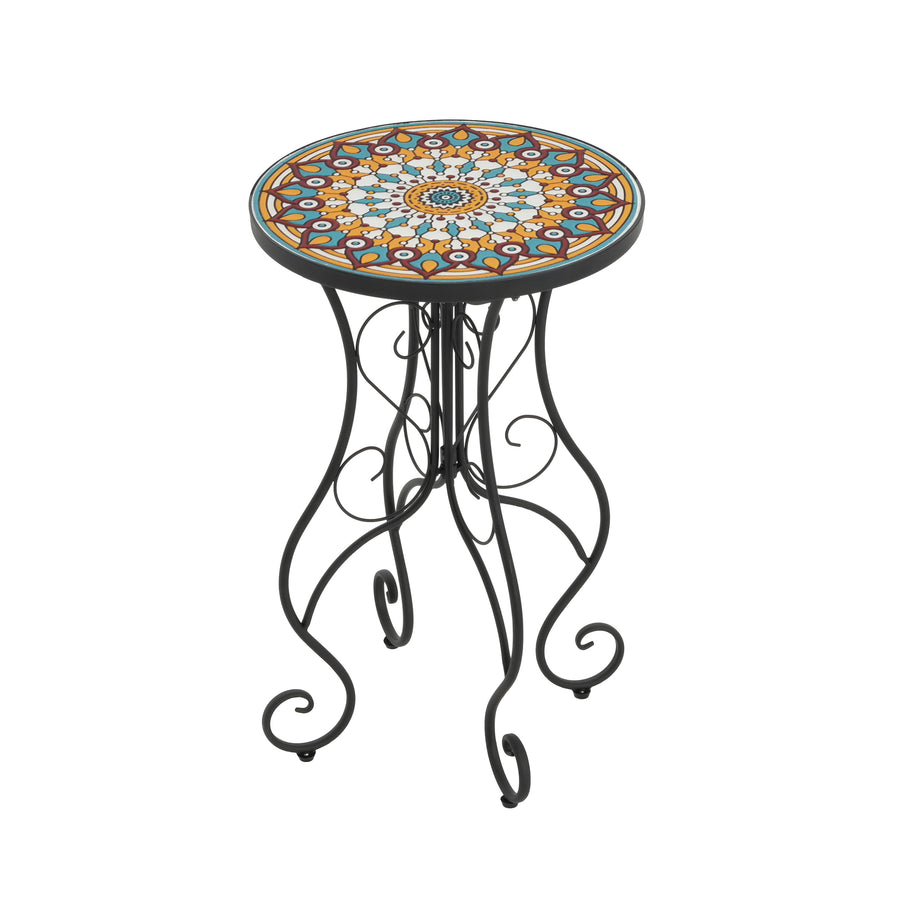 Unending Outdoor Ceramic Tile Side Table with Medallion Design - Pier 1