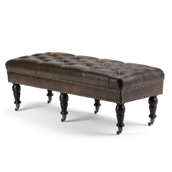 Fortune Upholstered Ottoman Bench with Tufted Top, Nailhead Trim and ...