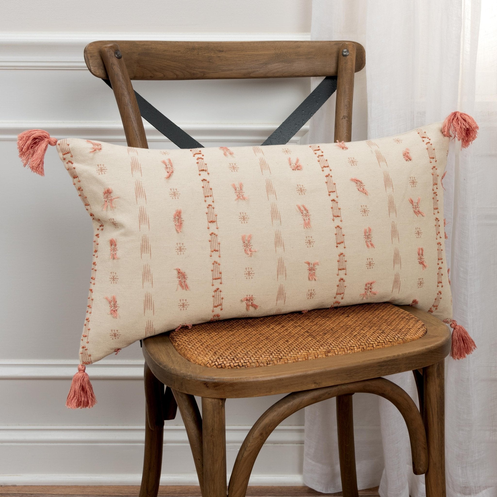 Geometric Print Knife Edge 100% Cotton Poly Filled Decorative Throw ...