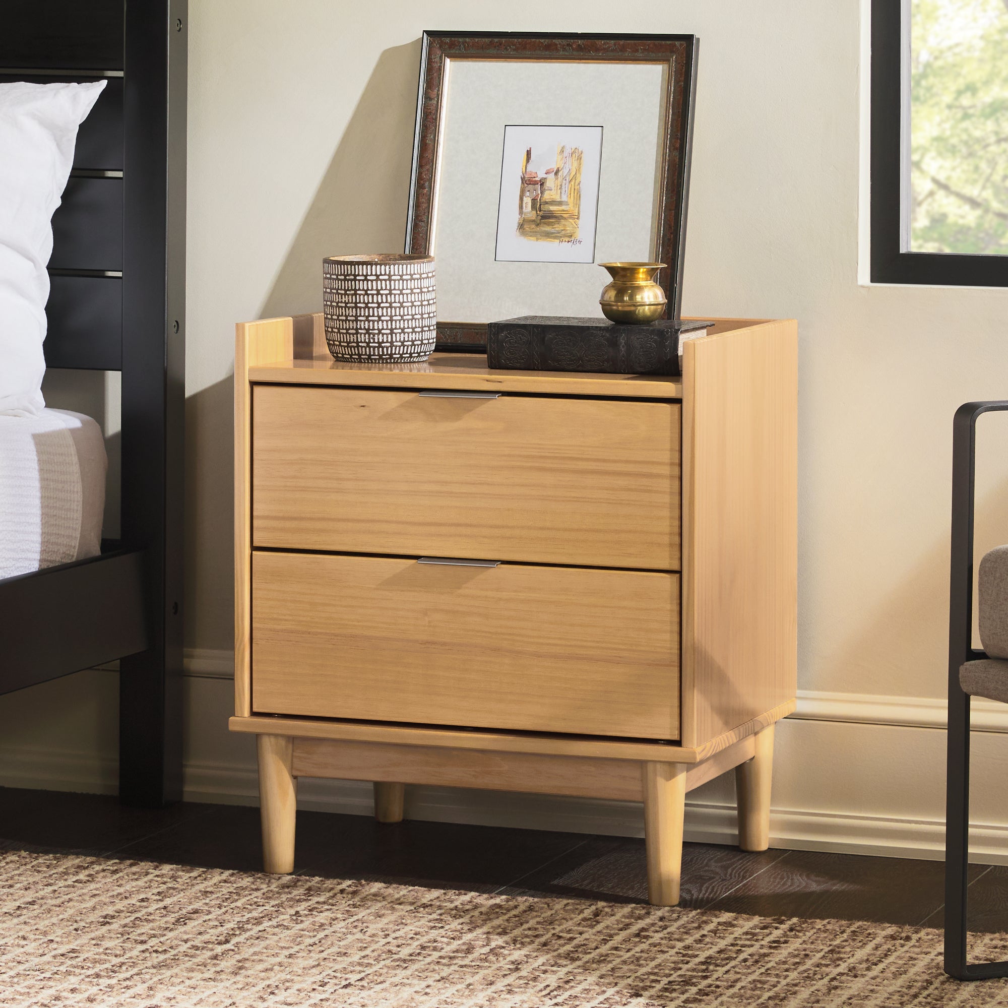 Illuminated Solid Wood Nightstand with 2 Drawers by Walker Edison - Pier 1