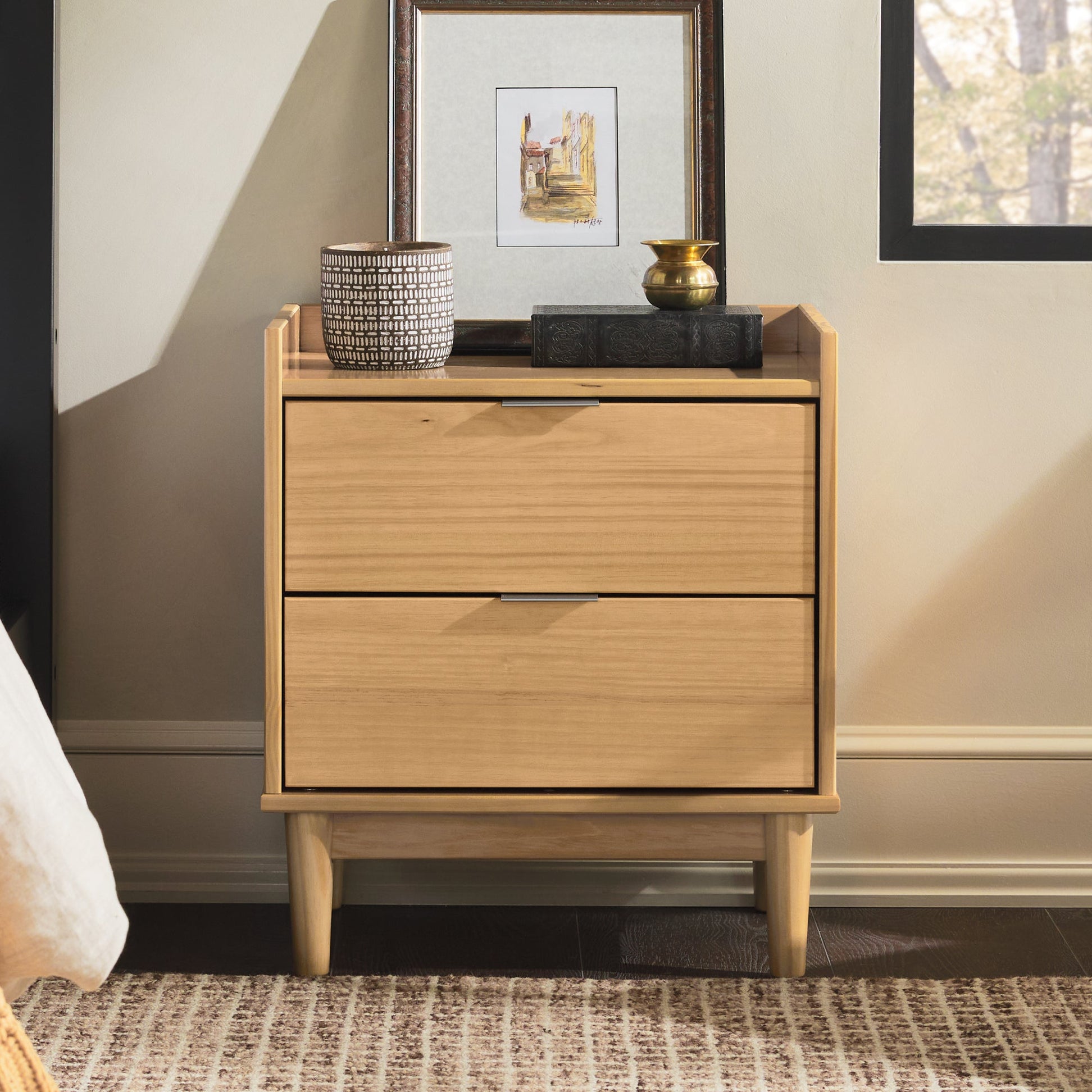 Illuminated Solid Wood Nightstand with 2 Drawers by Walker Edison - Pier 1