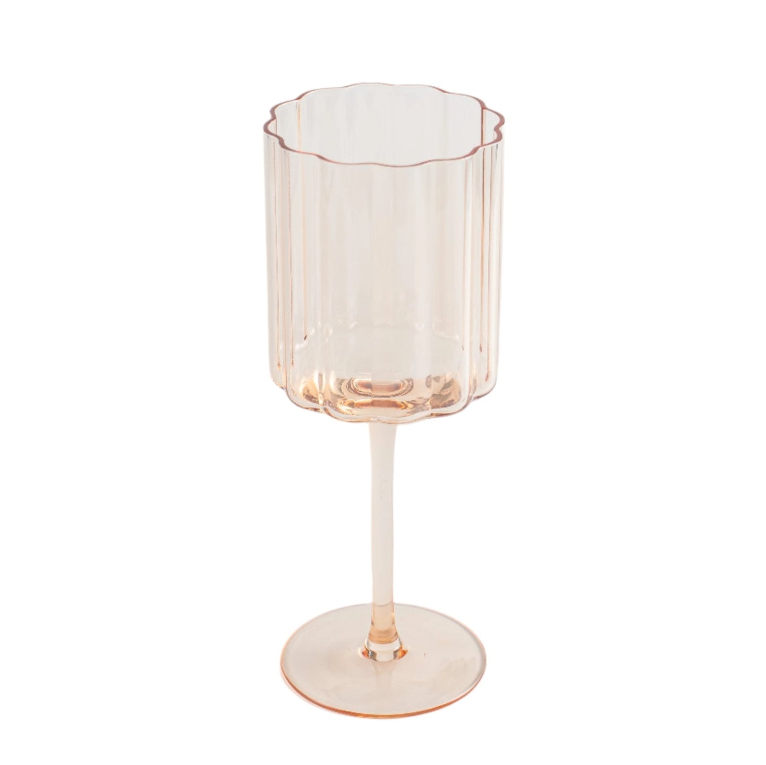 Jeanne Fitz Scalloped Rim Fluted Wine Glass, Set of 4, 12oz, Amber - Pier 1