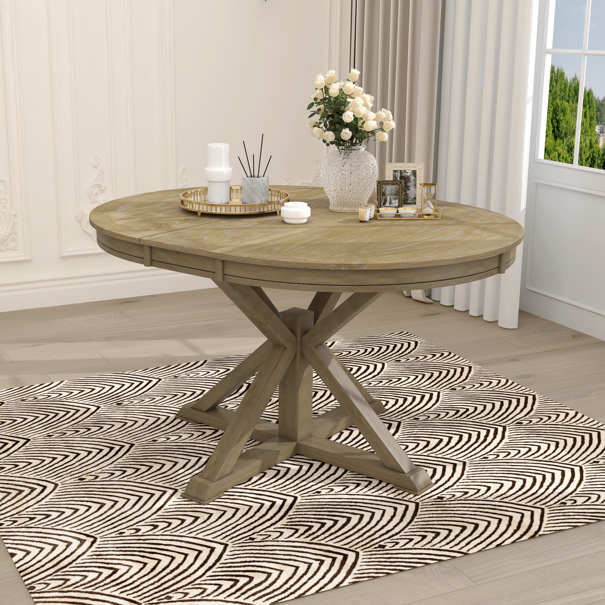 Melin Extendable Dining Table with Wood Frame and X-Shaped Base - Pier 1