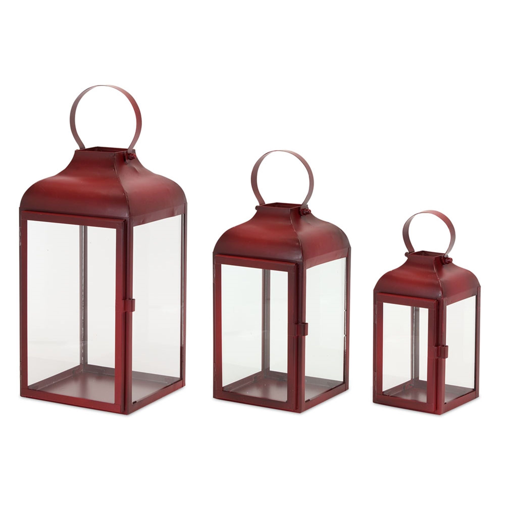 Modern Red Metal Lantern, Set of 2 - Pier 1
