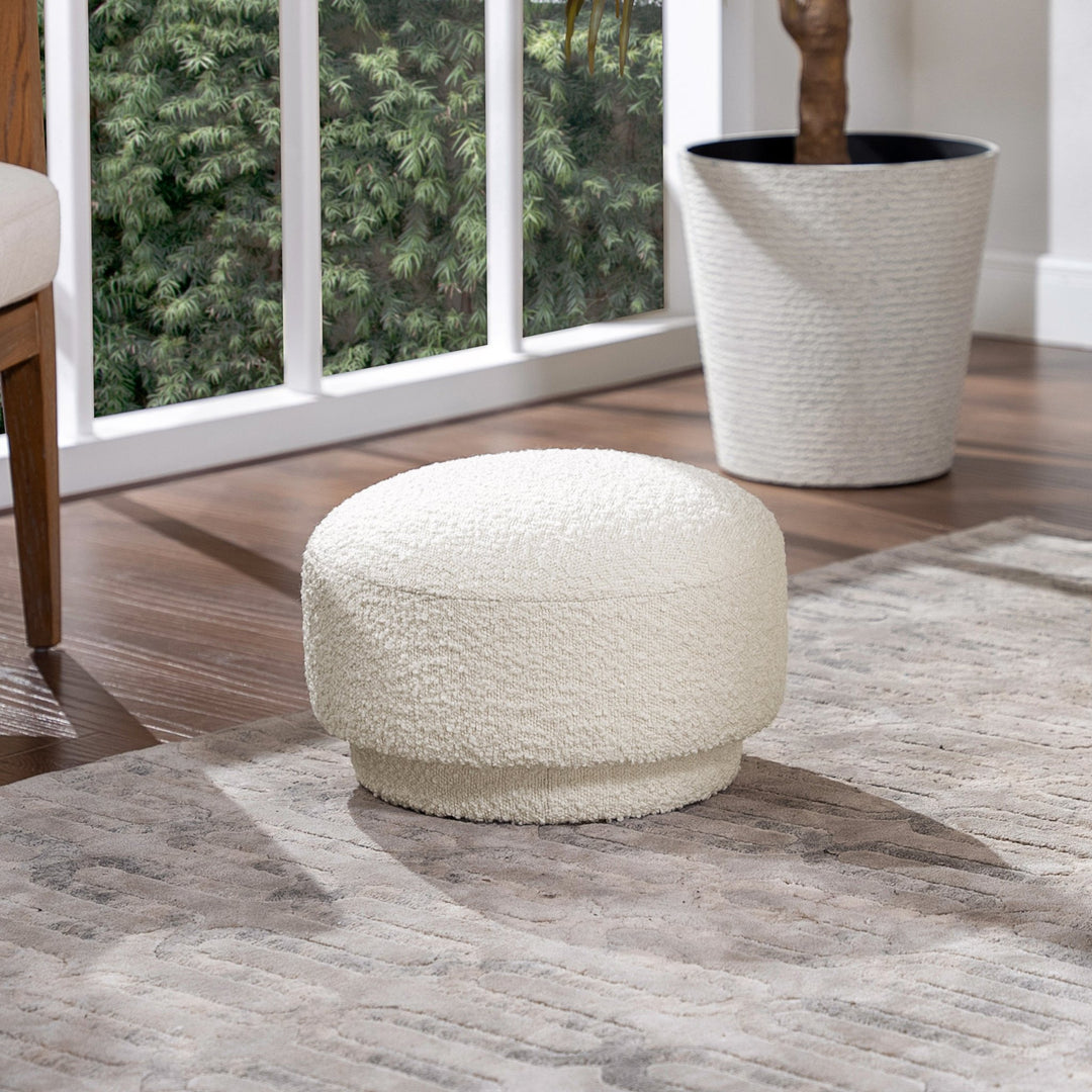15" Mushroom Footstool with Sherpa-Textured Upholstery - Pier 1