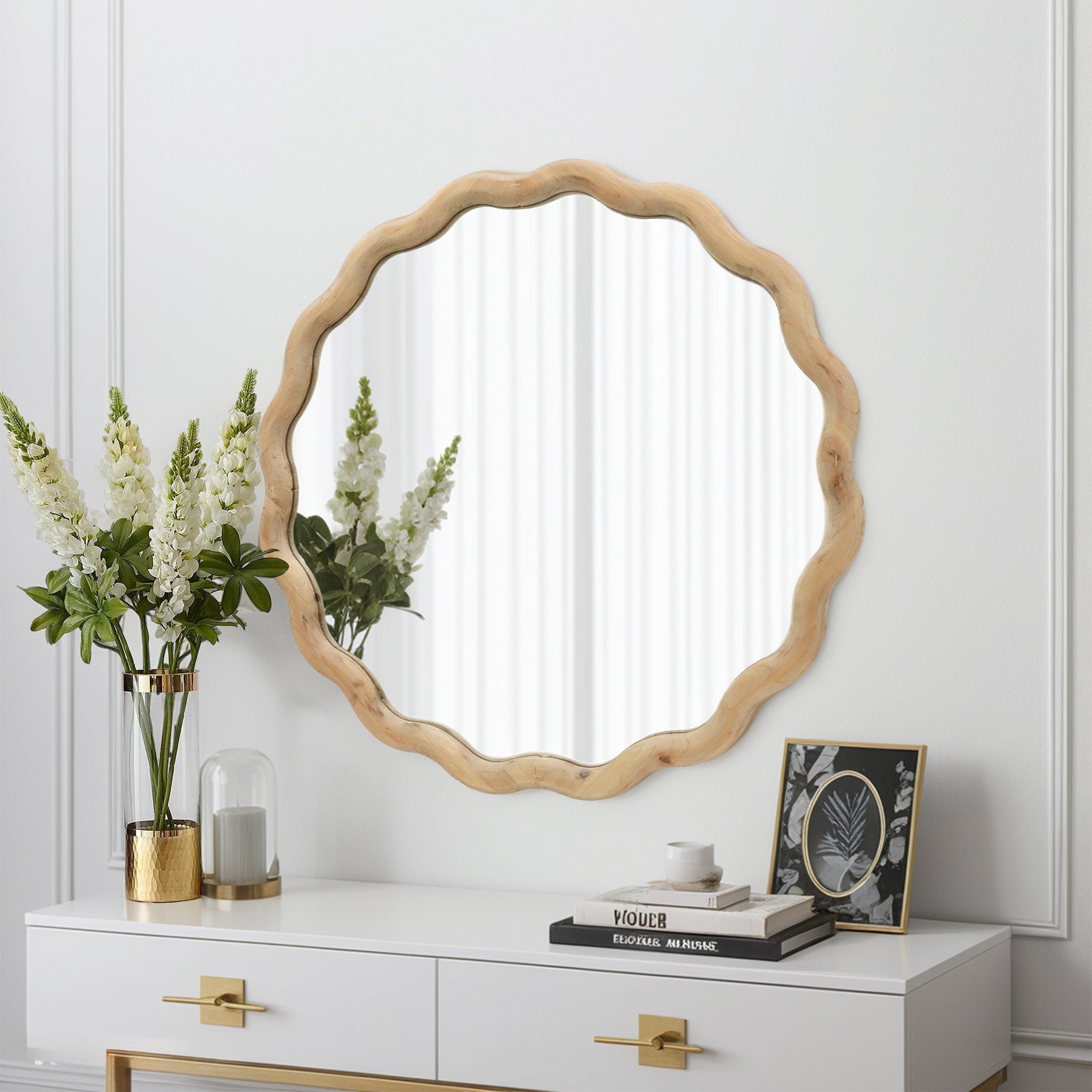 Natural Wood Wavy Wall Mirror - Pier 1