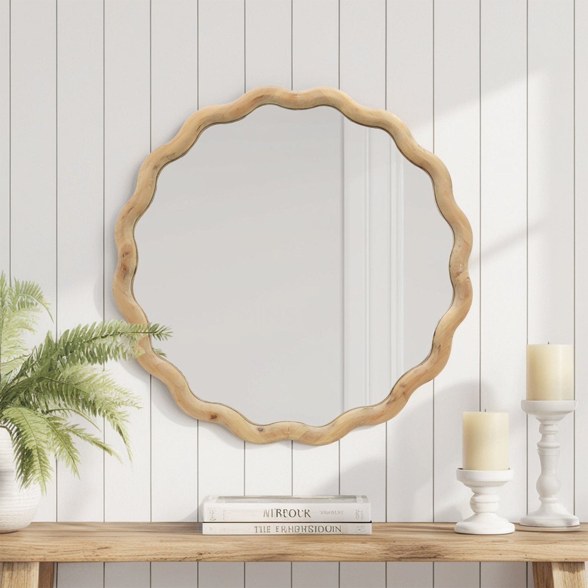 Natural Wood Wavy Wall Mirror - Pier 1