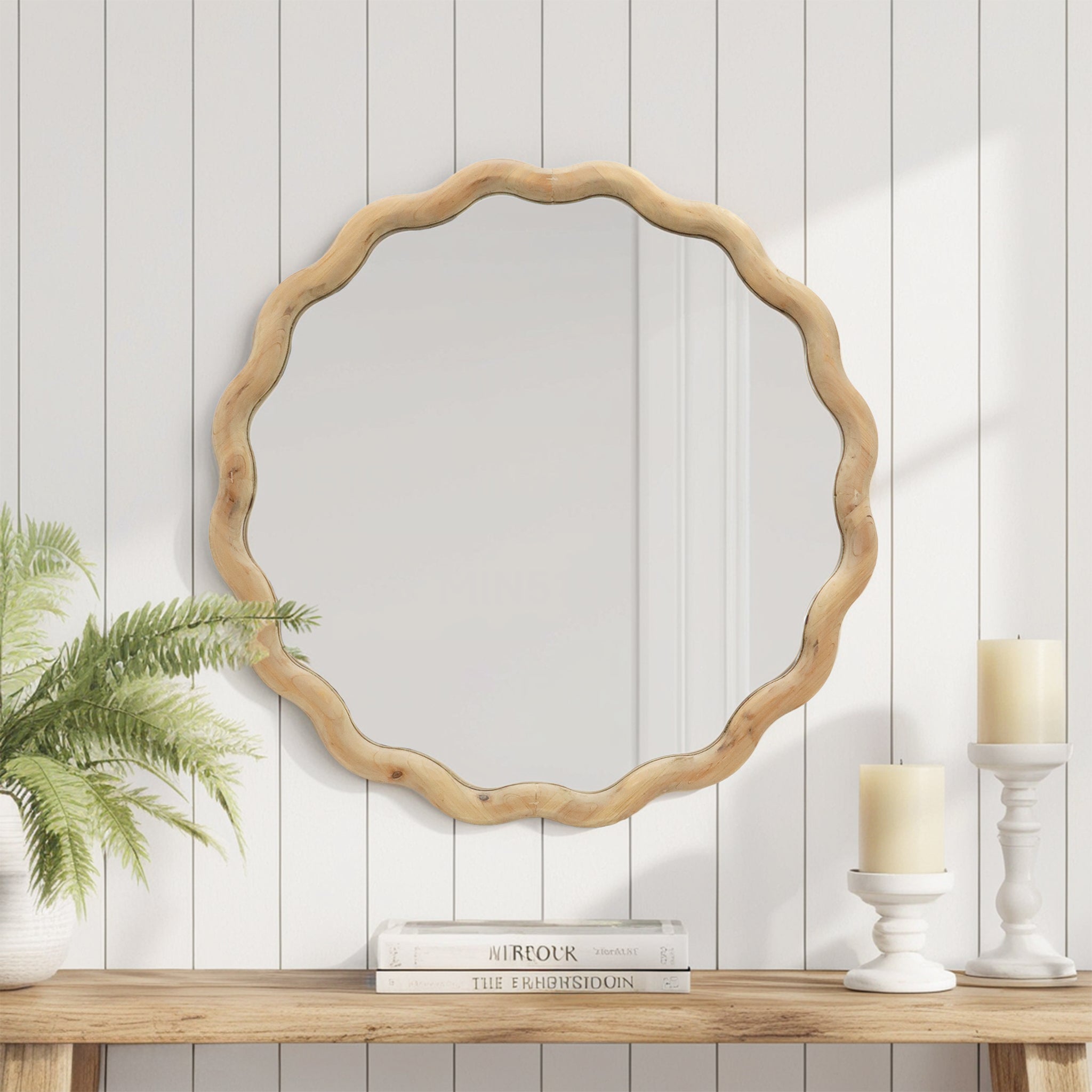 Natural Wood Wavy Wall Mirror - Pier 1