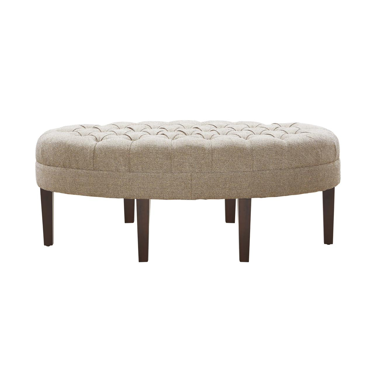 Ottoman with Button Upholstered Seat, Tufted Top and Wood Leg - Pier 1
