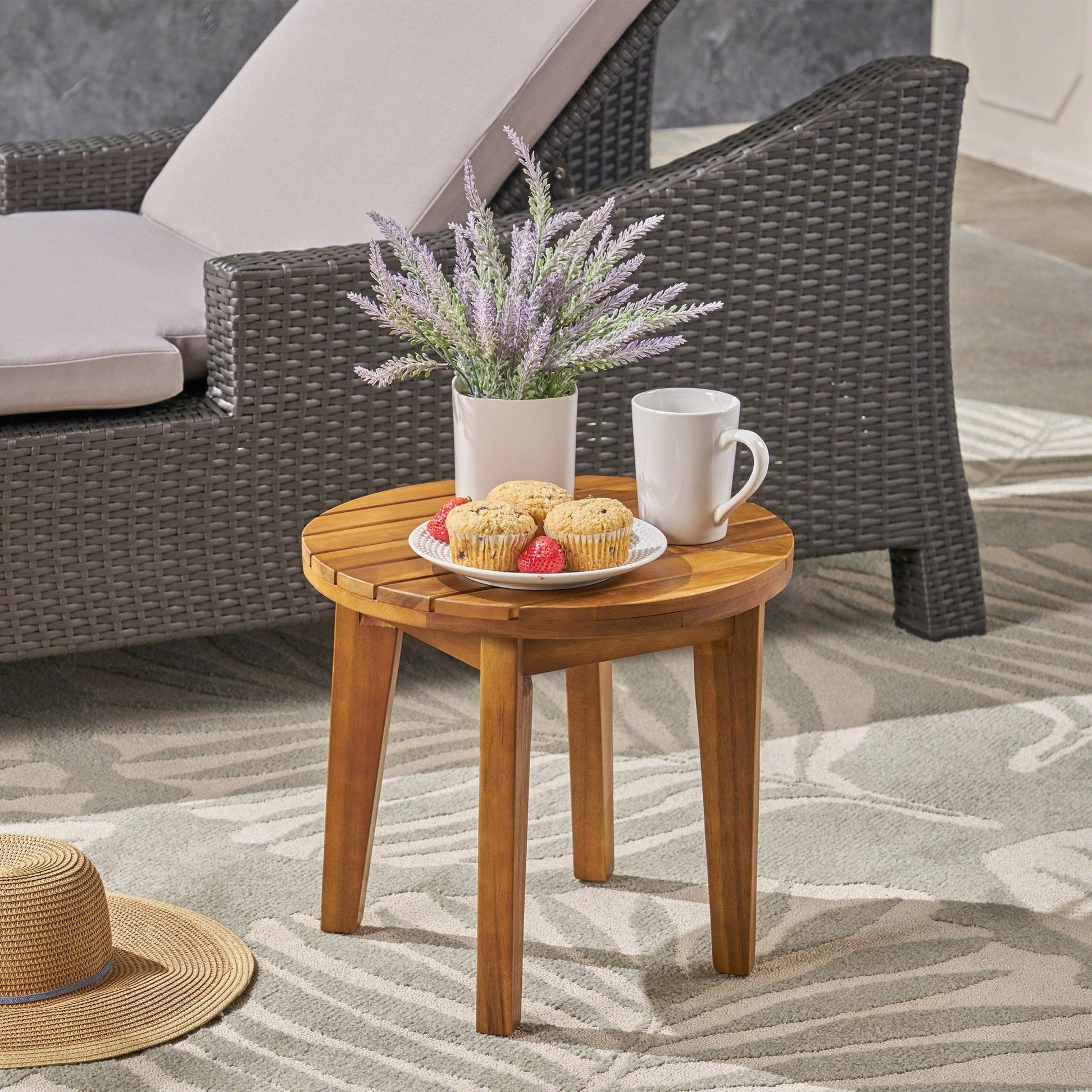 Outdoor Acacia Wood Side Table with Weather Resistance - Pier 1