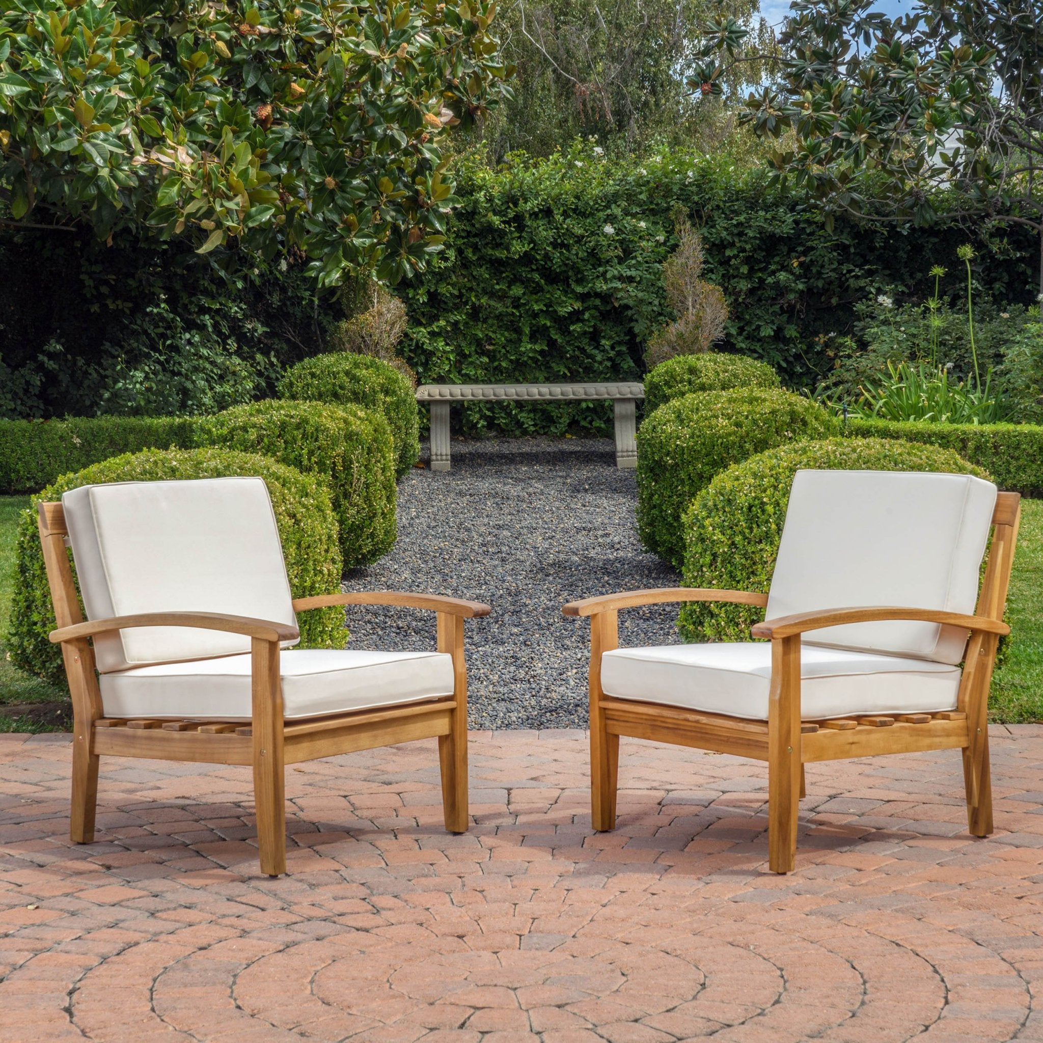 Outdoor Club Chair with Cushion and Acacia Wood Frame - Pier 1