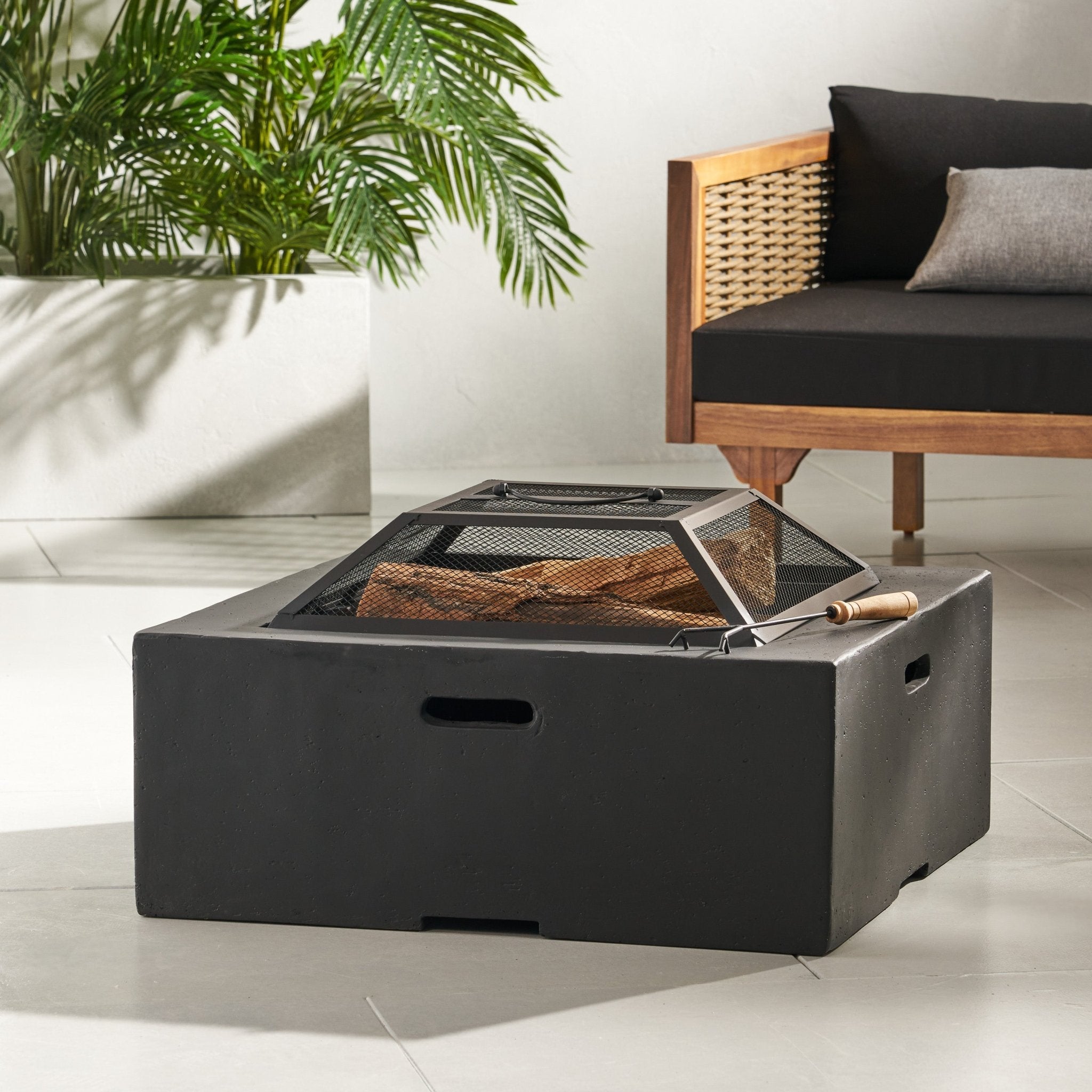 29" Outdoor Square Wood Burning Firepit - Pier 1