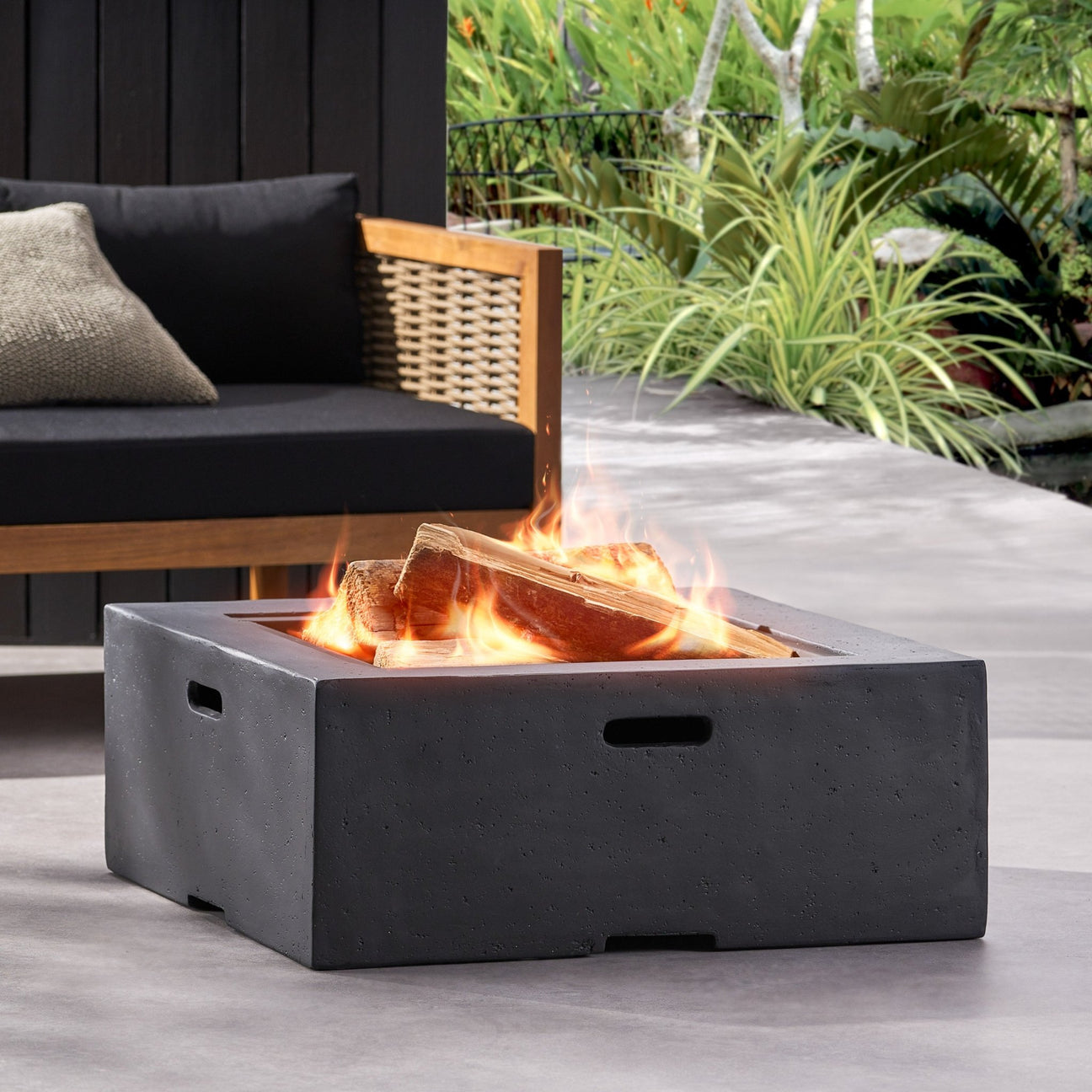 29" Outdoor Square Wood Burning Firepit - Pier 1