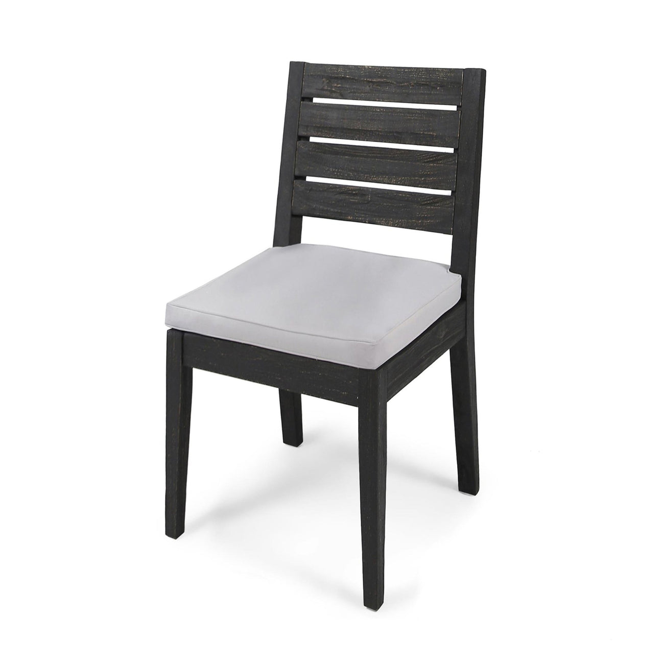 Patio Armless Dining Chair with Laid-Back Slat Panel Design, Set of 2 ...
