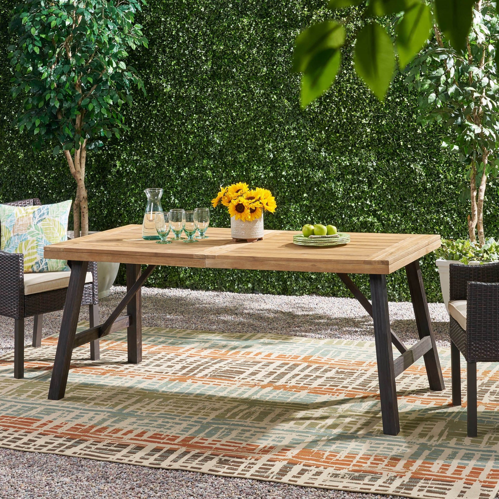 Outdoor Weather-Resistant Dining Table with Slat Panel Design - Pier 1