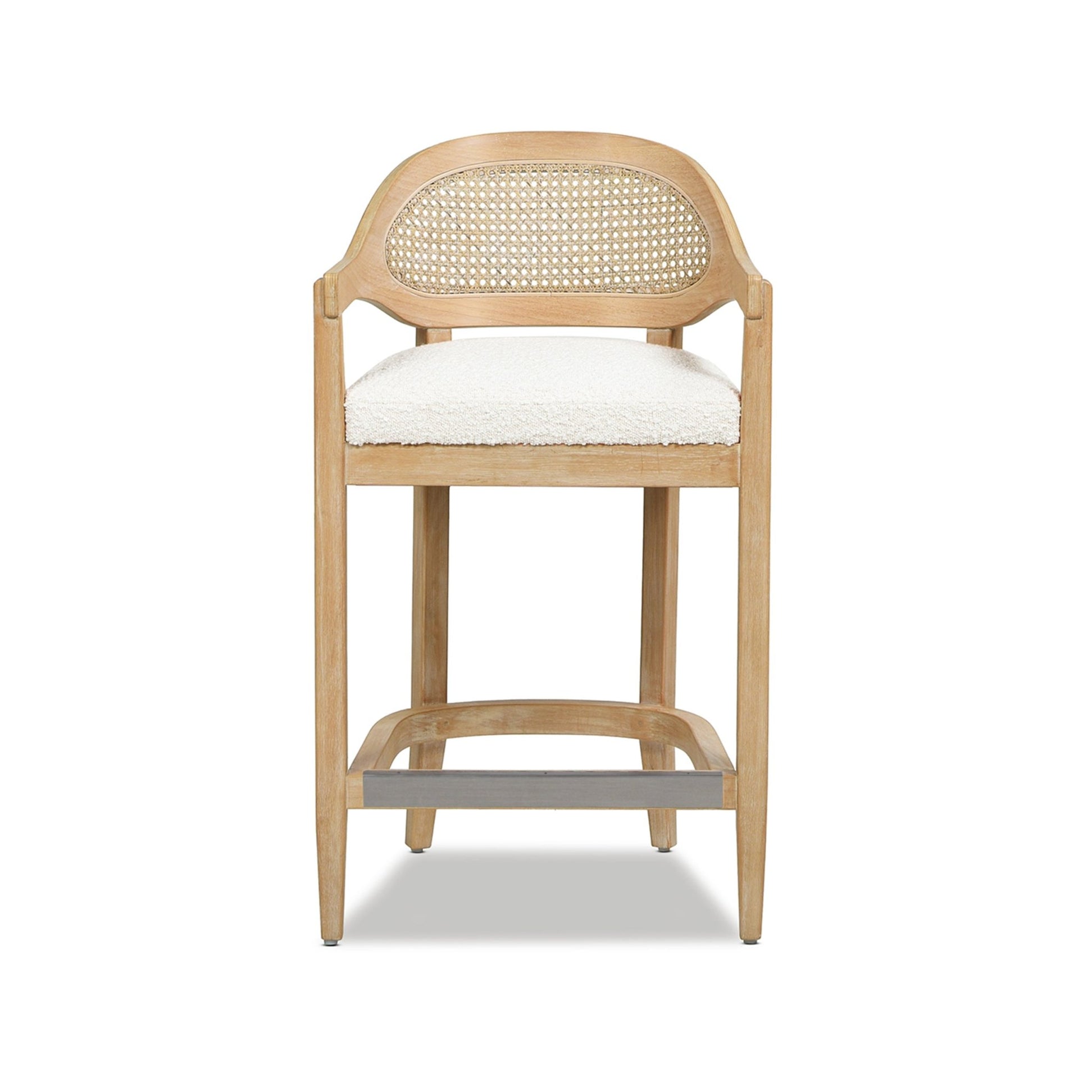 Pyrla 26" Upholstered Counter Stool with Curved Cane Back and Wood Legs ...