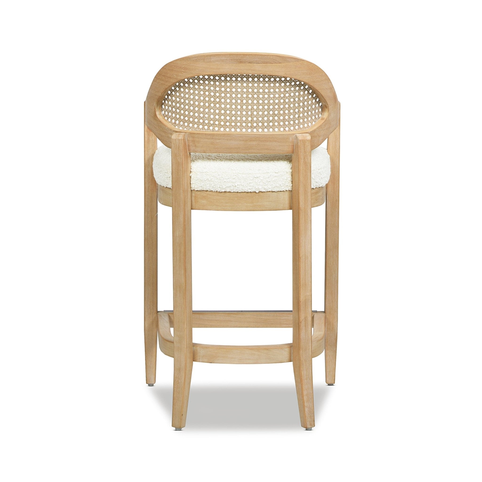 Pyrla 26" Upholstered Counter Stool with Curved Cane Back and Wood Legs ...