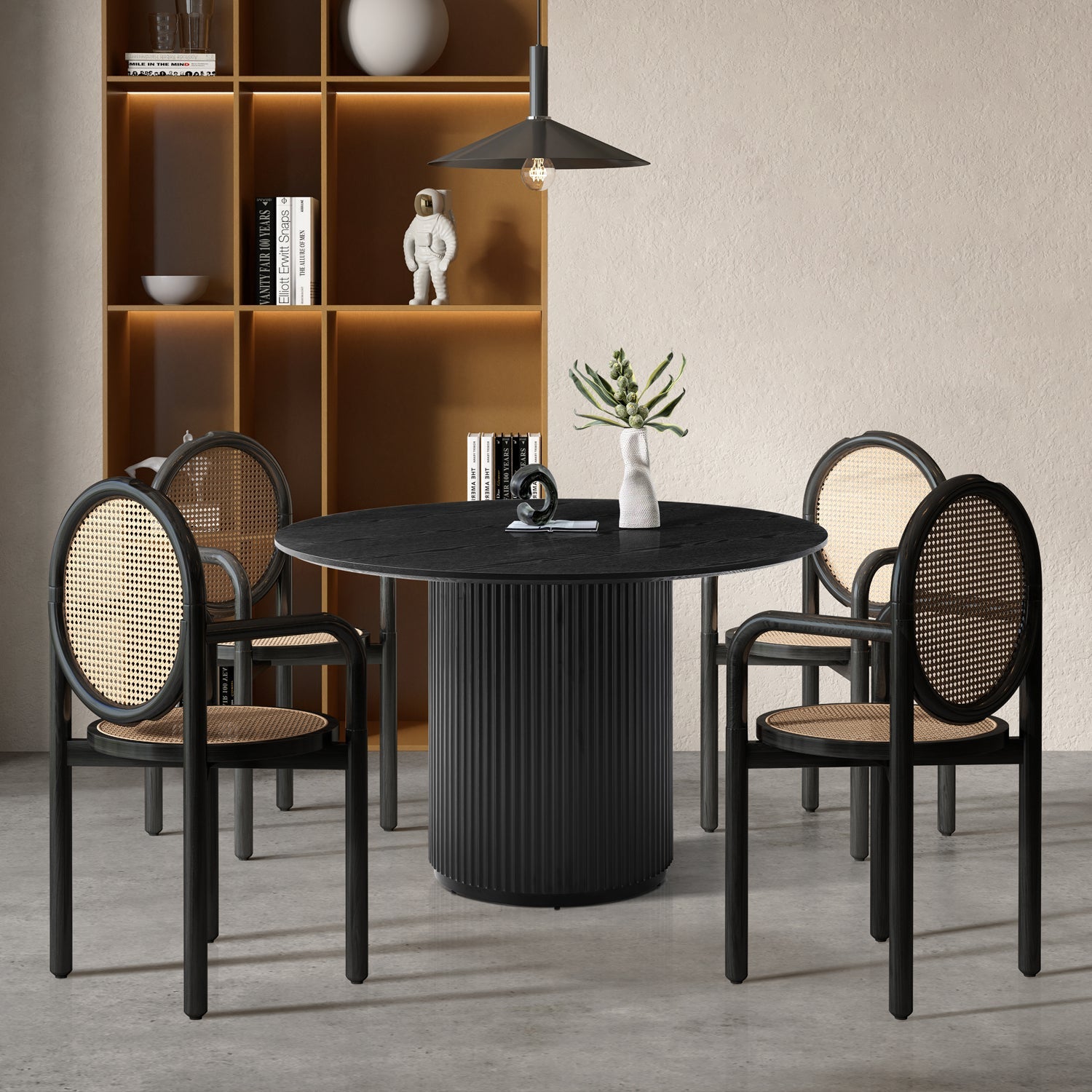 Round Dining Table with T-Shaped Design and Wood Frame - Pier 1