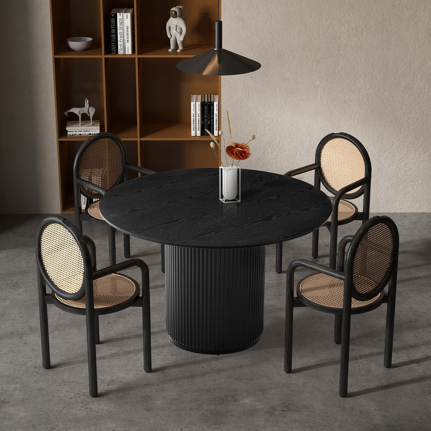 Round Dining Table with T-Shaped Design and Wood Frame - Pier 1