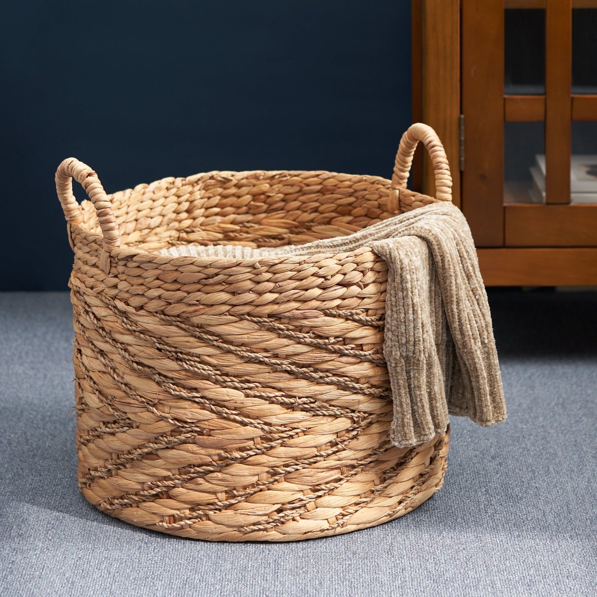 Round Woven Storage Basket with Handles - Pier 1