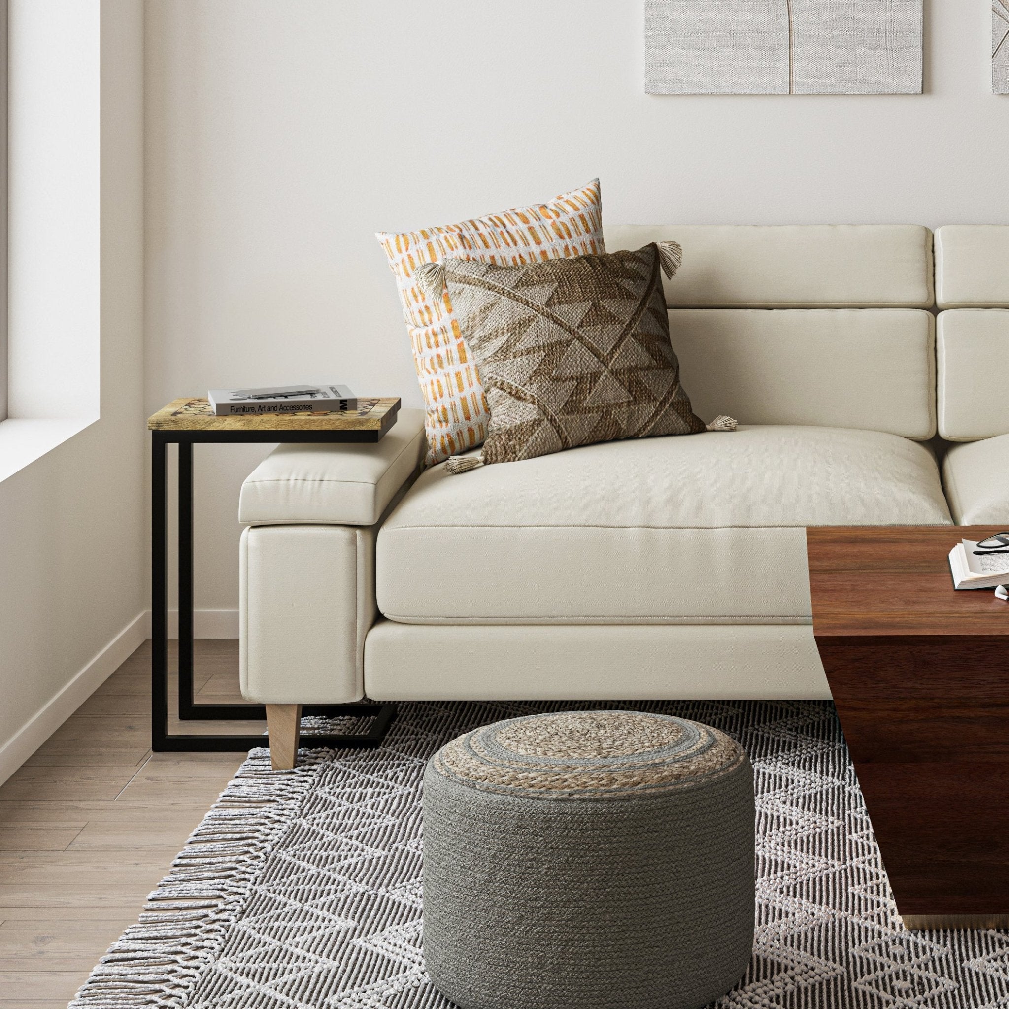 Side Table with Geometric Pattern and Metal Frame - Pier 1